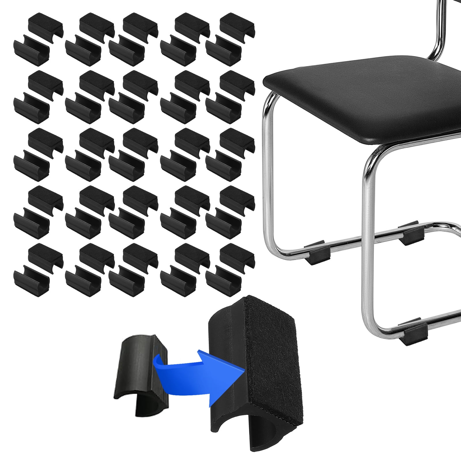 Uxcell Rectangle U Shaped Chair Leg Tips Caps with Felt Pads, Slide ...