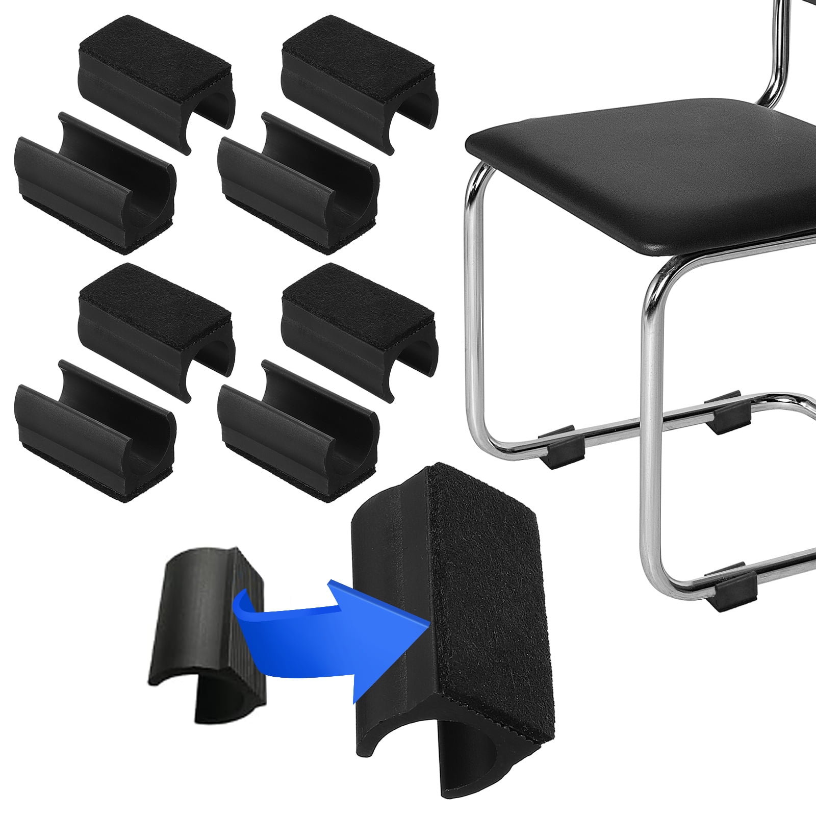 Uxcell 8 Pack Rectangle U Shaped Chair Leg Tip Cap with Felt Pad Fit ...
