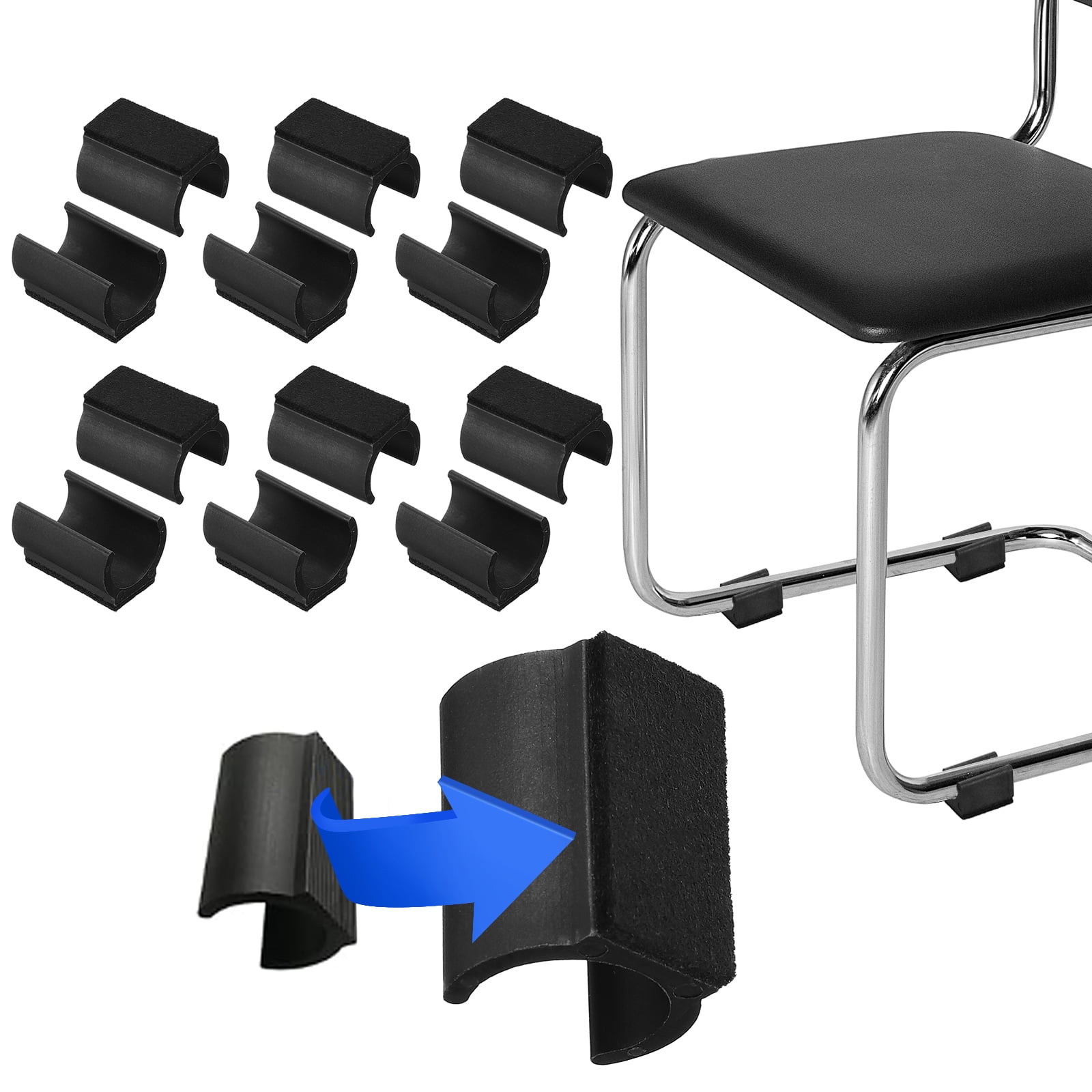 Uxcell 12 Pack Rectangle U Shaped Chair Leg Tip Cap with Felt Pad Fit ...