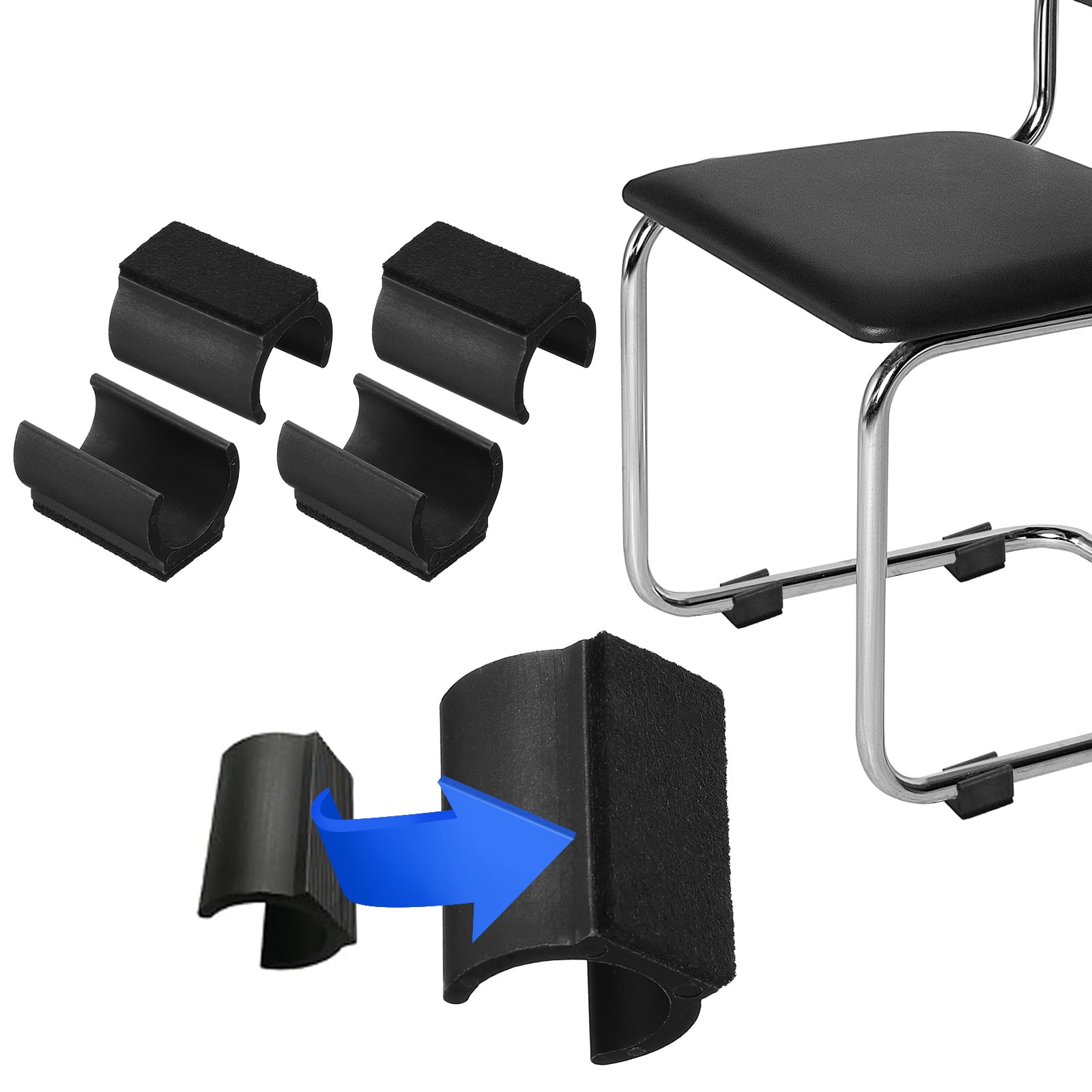 Uxcell Rectangle U Shaped Chair Leg Tips Caps with Felt Pads, Slide ...
