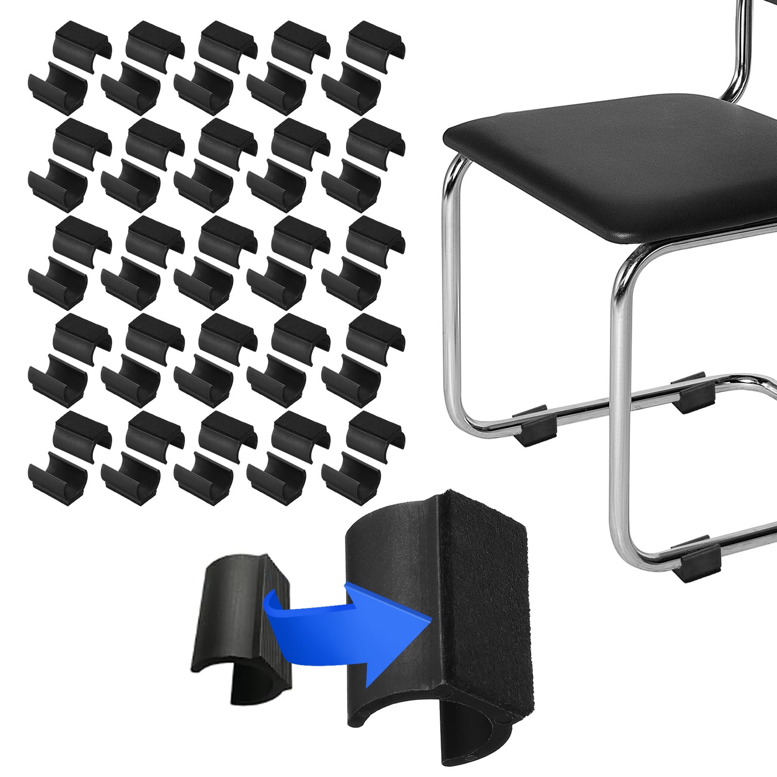 Uxcell 50 Pack Rectangle U Shaped Chair Leg Tip Cap with Felt Pad Fit ...