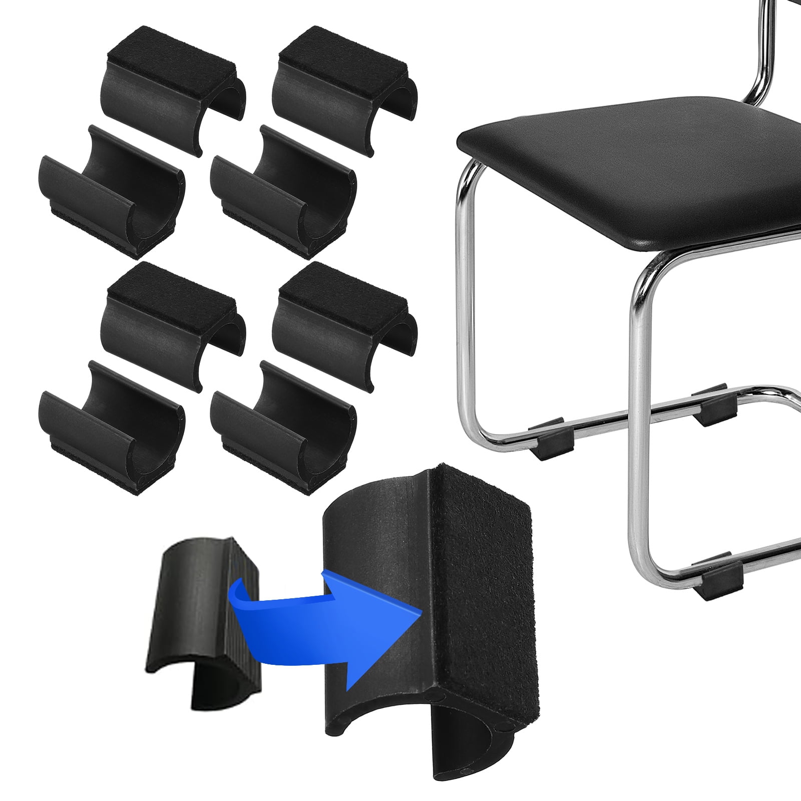 Uxcell Rectangle U Shaped Chair Leg Tips Caps with Felt Pads, Slide ...