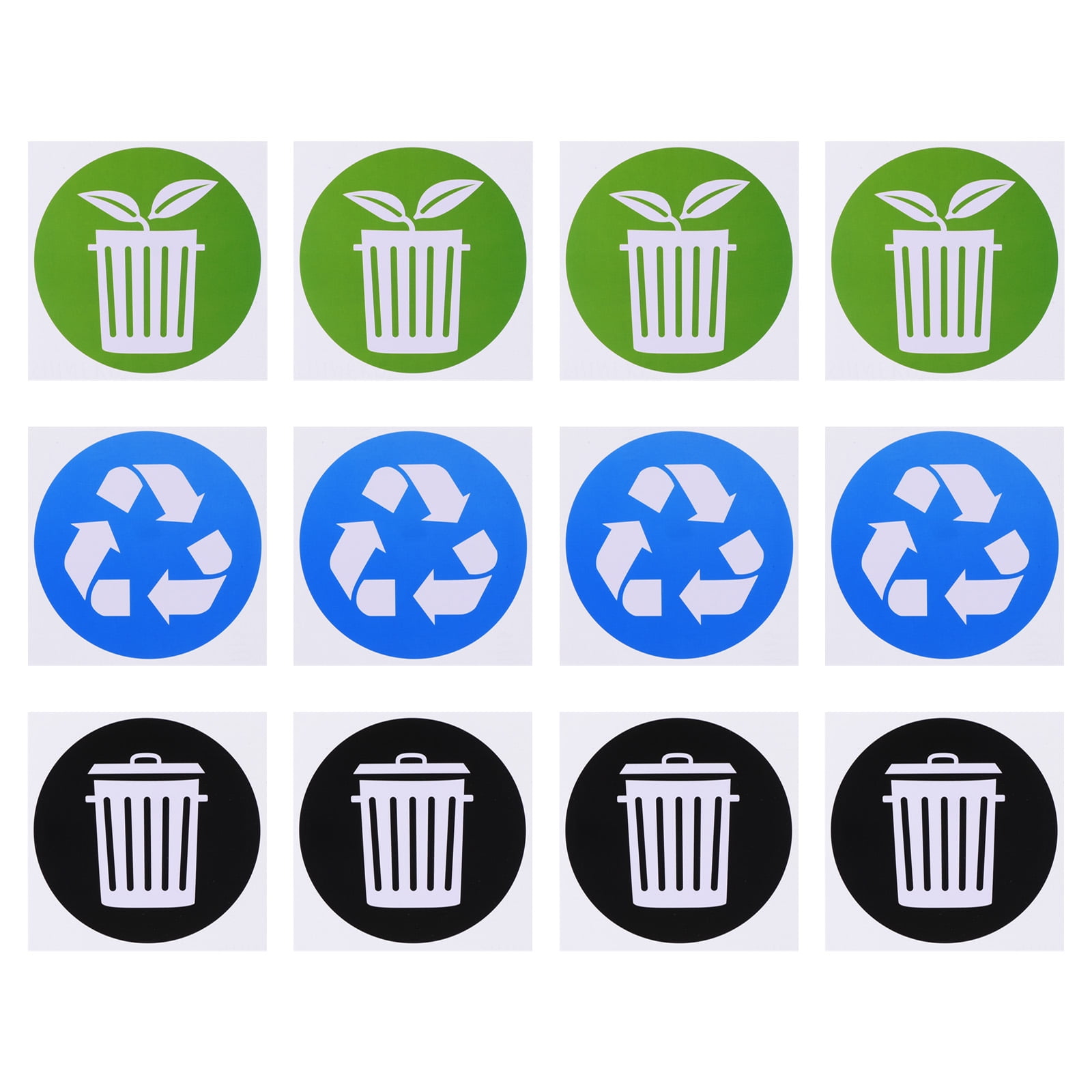 Uxcell Recycle Trash Sticker, 12 Pack 4 Inch Self Adhesive Garbage Can ...