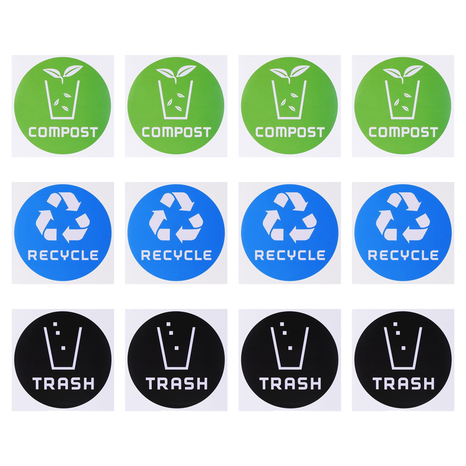 Uxcell Recycle Trash Sticker, 12 Pack 4 Inch Self Adhesive Garbage ...