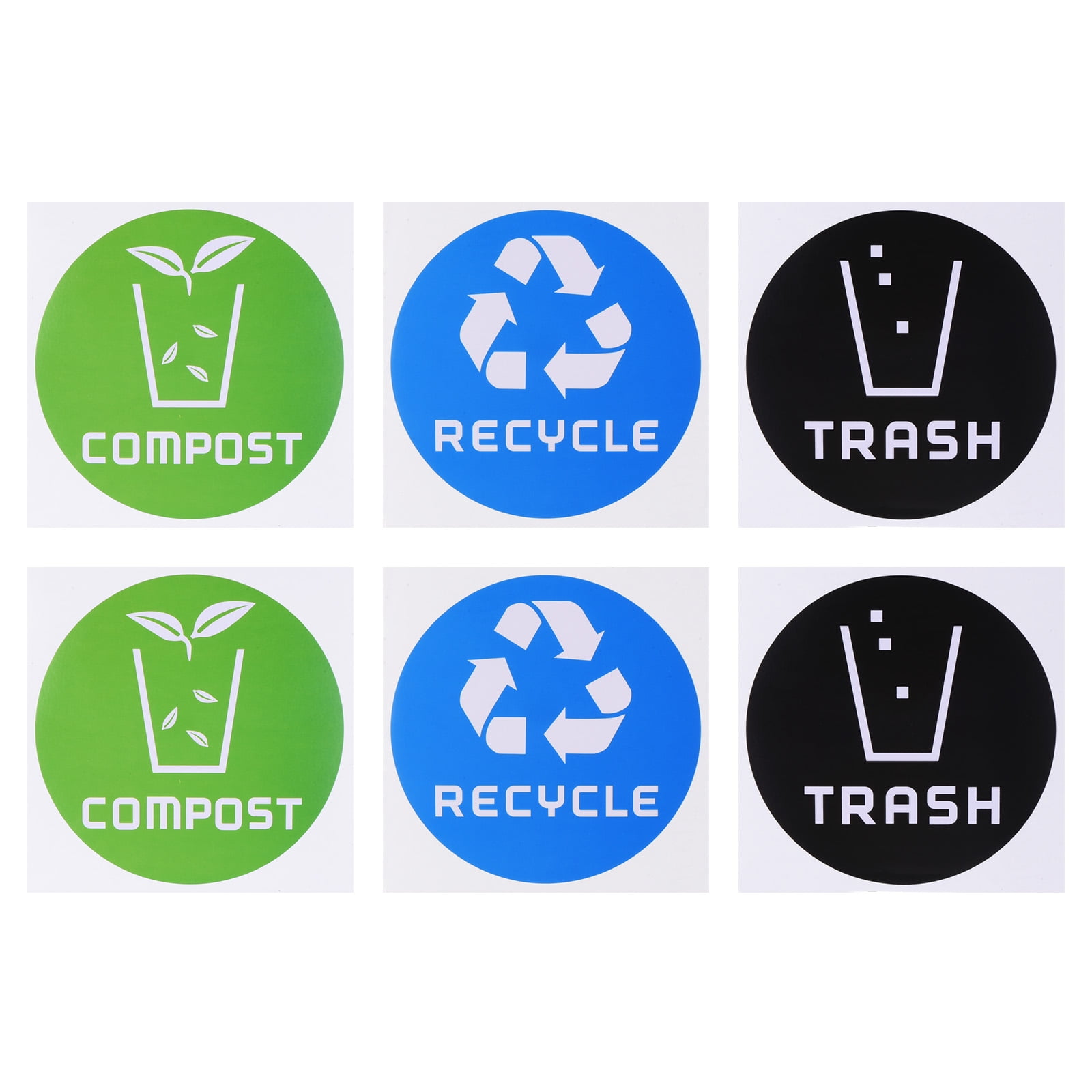 Uxcell Recycle Trash Sticker, 6 Pack 4 Inch Self Adhesive Garbage ...