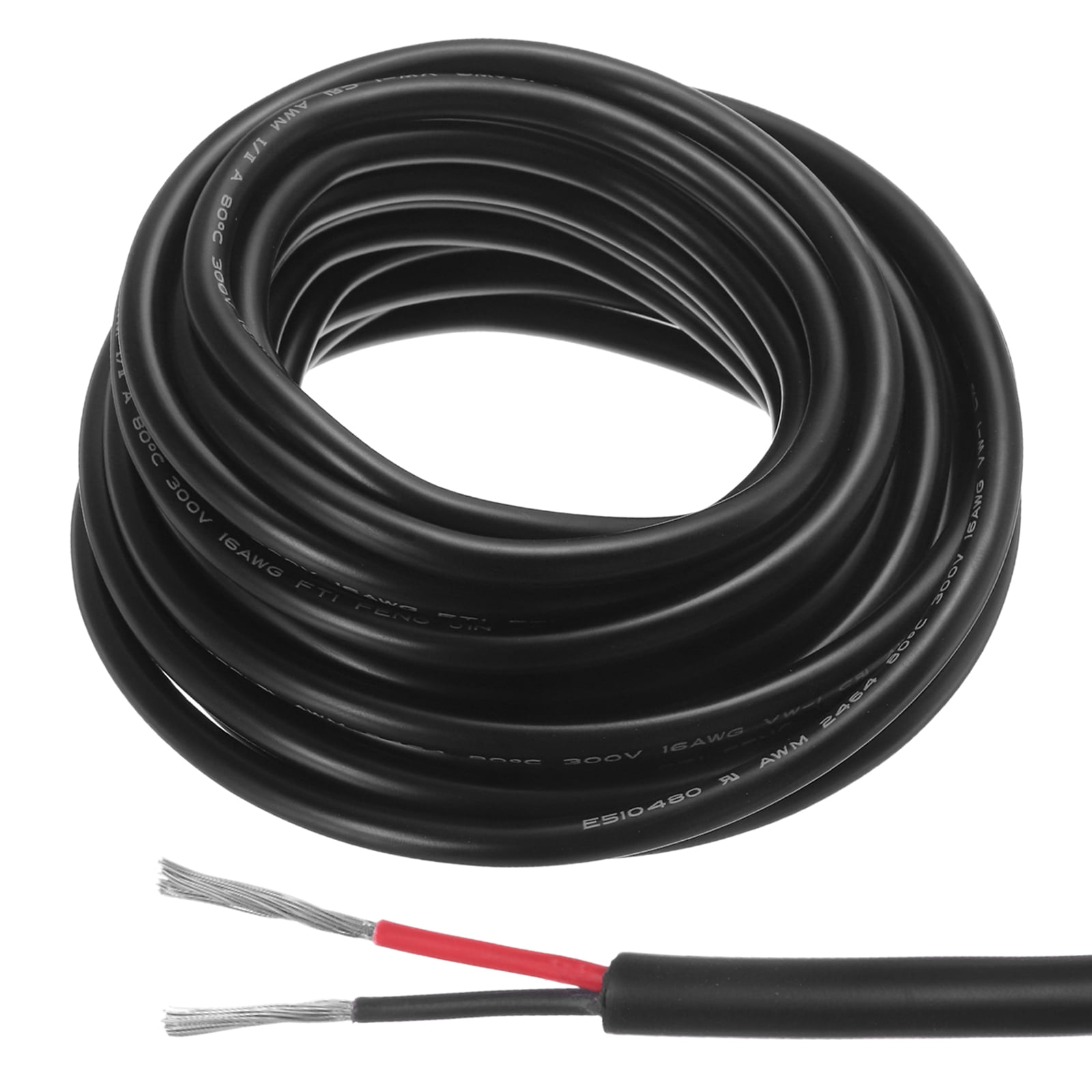 Uxcell Red Black Wire 2pin Extension Cable Cord Electrical Wire 16 AWG ...