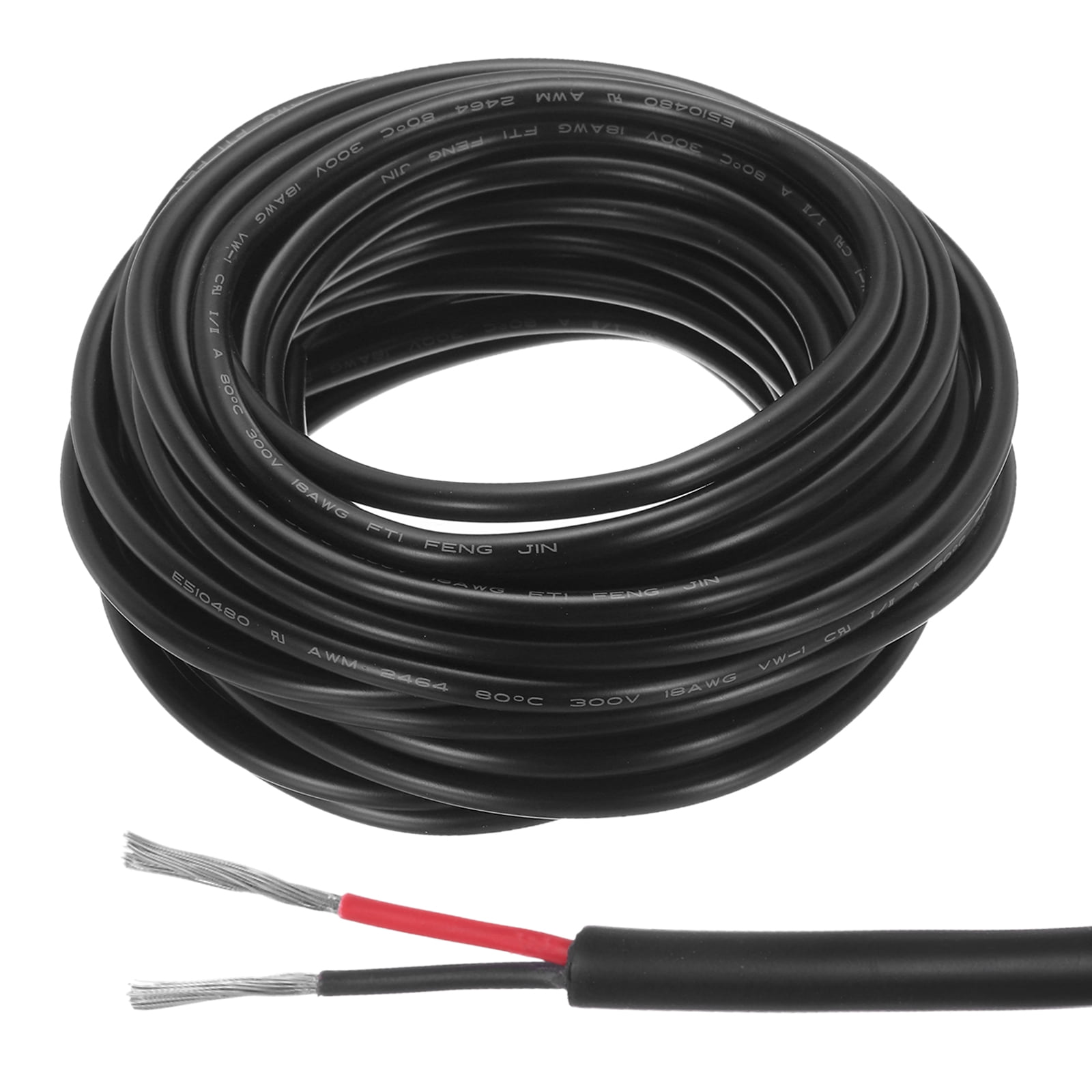 Uxcell Red Black Wire 2pin Extension Cable Cord Electrical Wire 18 AWG ...