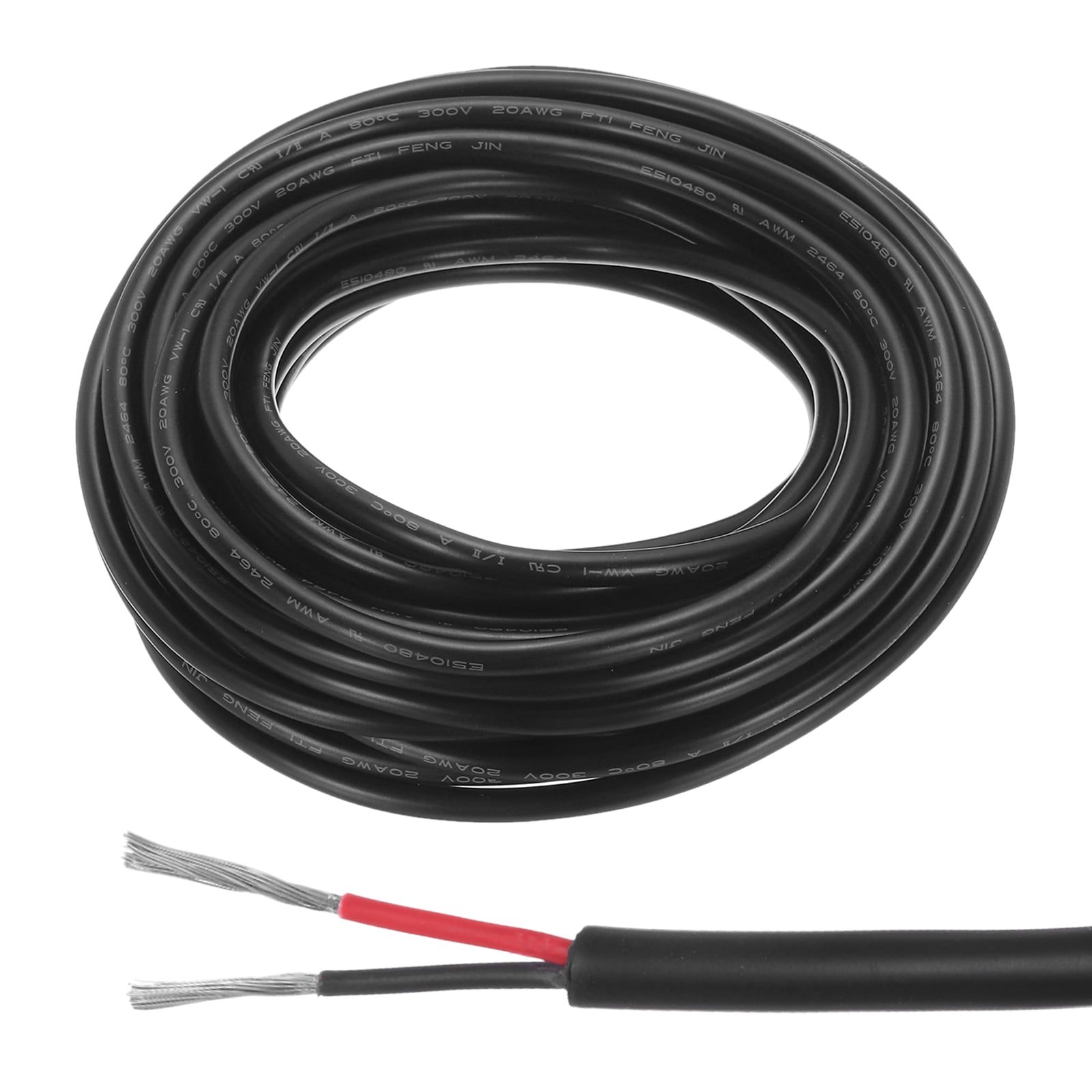 Uxcell Red Black Wire 2pin Extension Cable Cord Electrical Wire 20 AWG ...