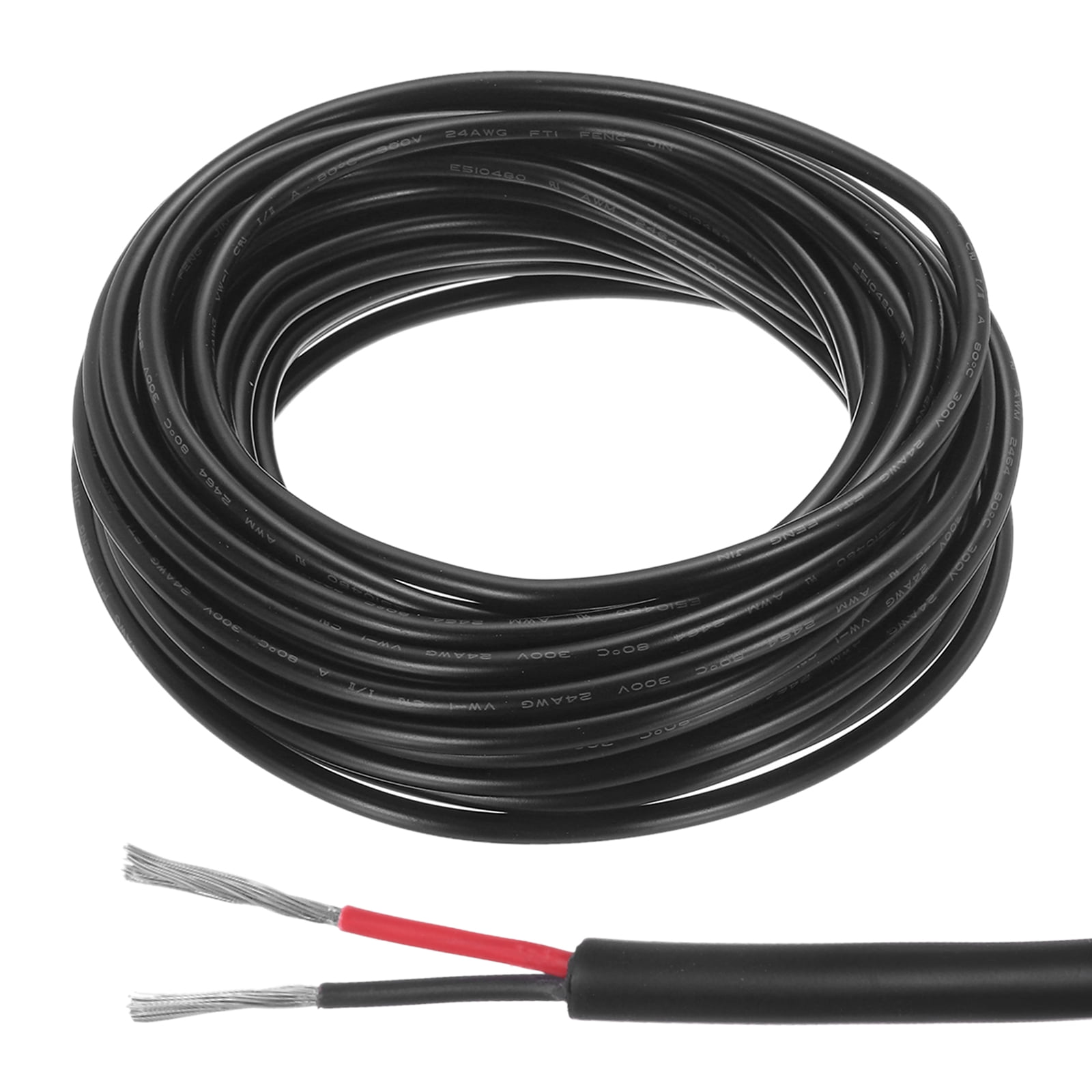 Uxcell Red Black Wire 2pin Extension Cable Cord Electrical Wire 24 AWG Parallel Wire Oxygen-Free ...