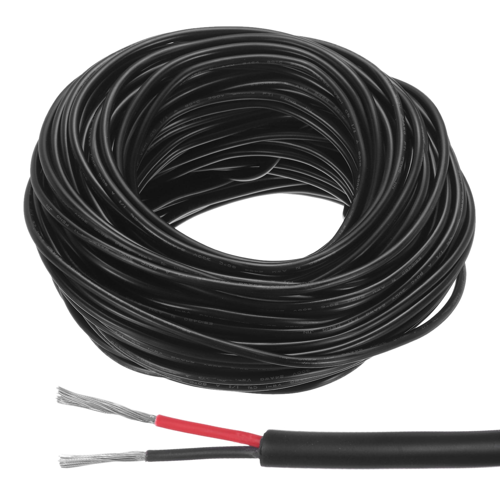 Uxcell Red Black Wire 2pin Extension Cable Cord Electrical Wire 24 AWG ...