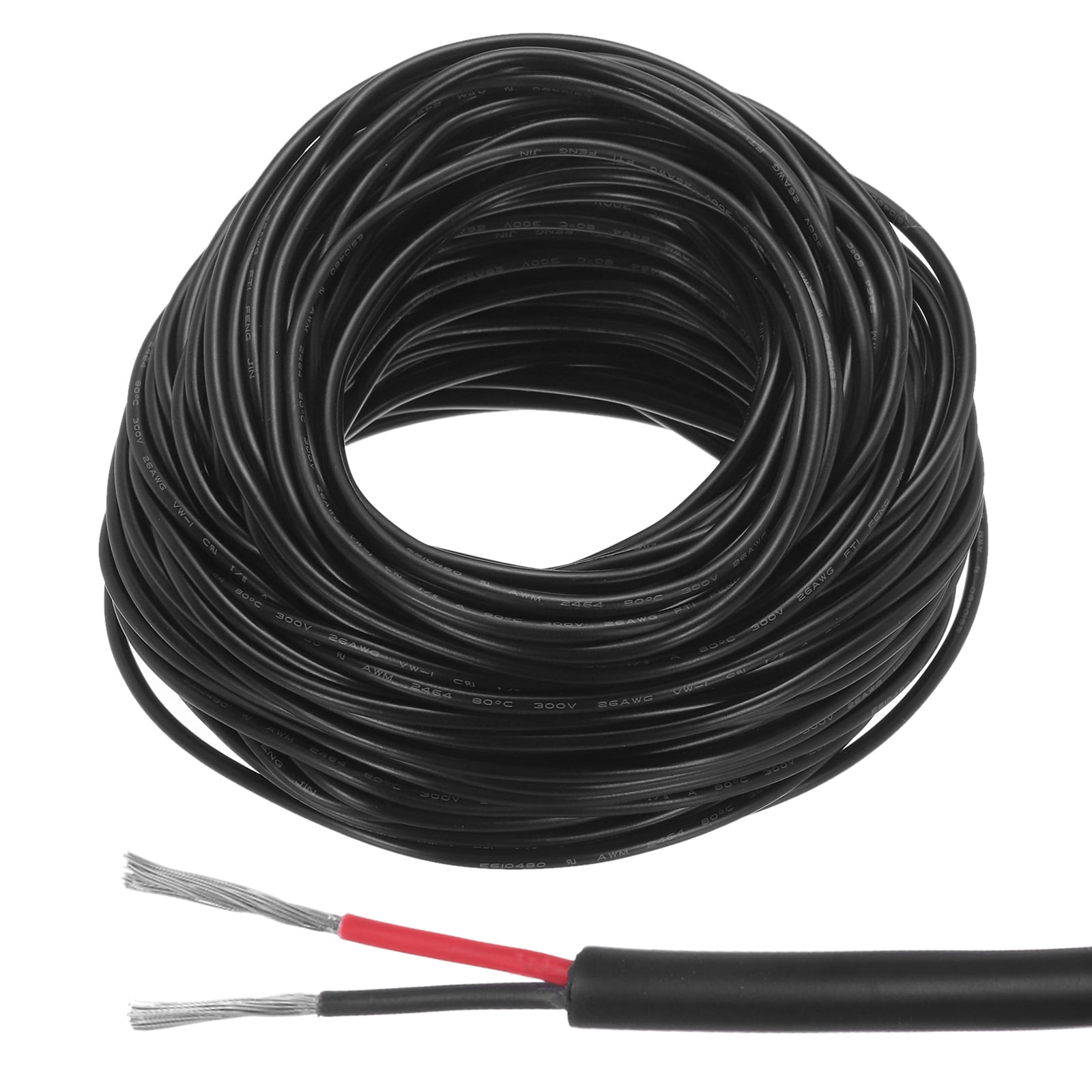 Uxcell Red Black Wire 2pin Extension Cable Cord Electrical Wire 26 AWG ...