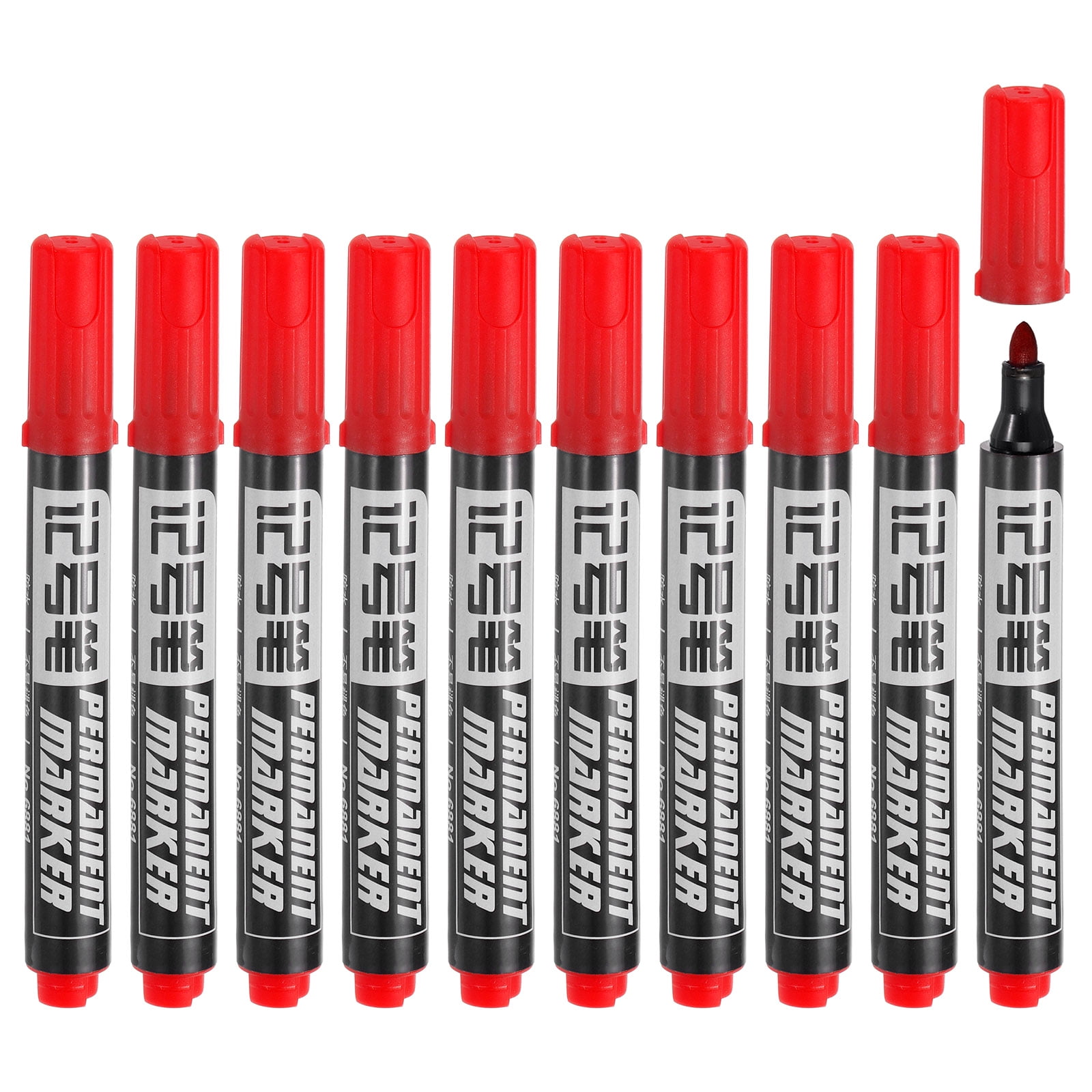 Uxcell Red Ink Permanent Markers Medium Tip Oil Based Paint Pens, Red ...