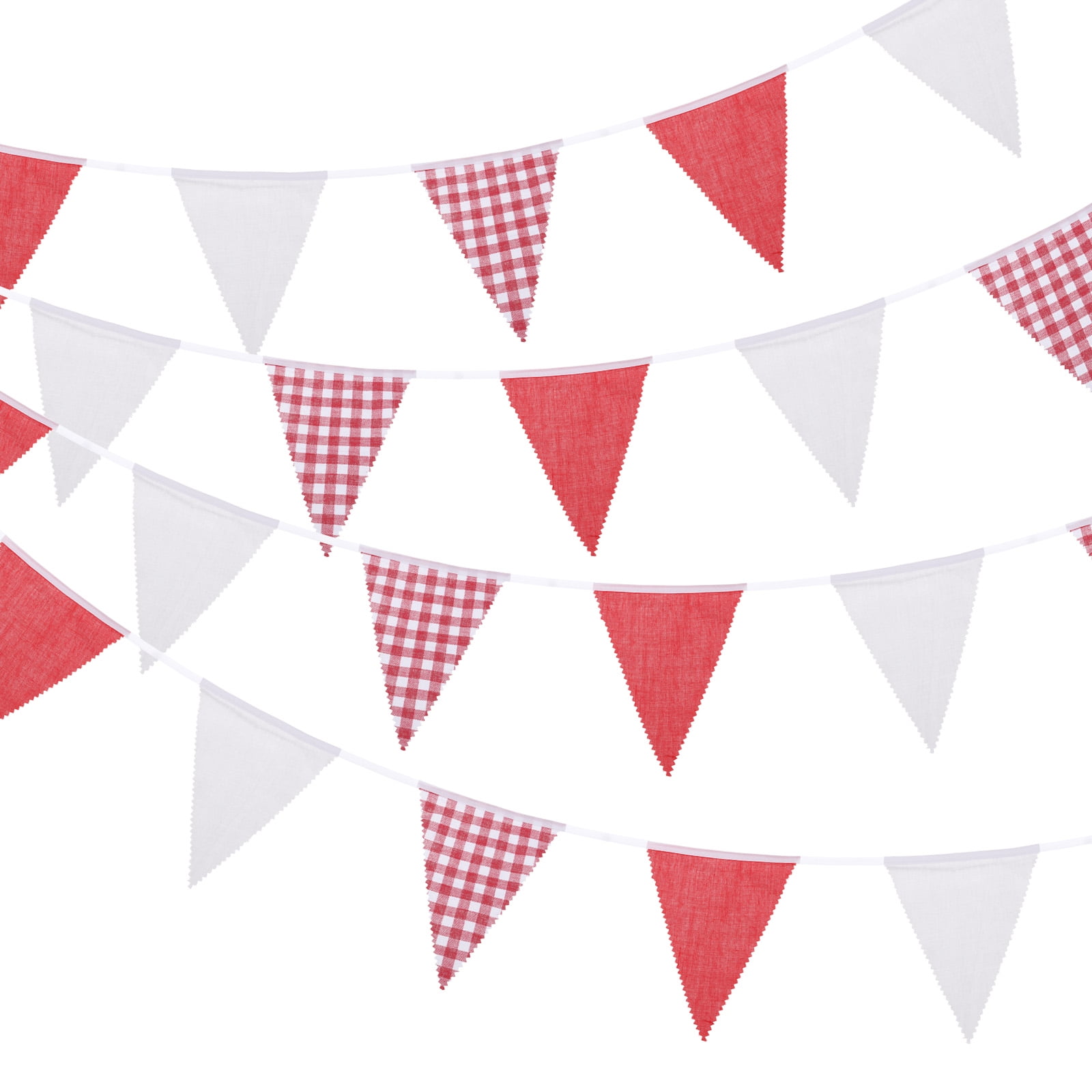 Uxcell Red White Plaid Checkered Pennant Banner, 36 PCS Triangle Flags ...