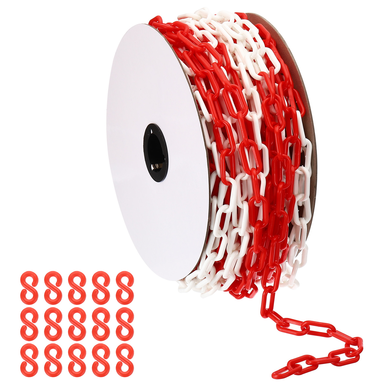 Uxcell Red/White Plastic Chain, 115 ft 6mm Safety Barrier Chain for ...