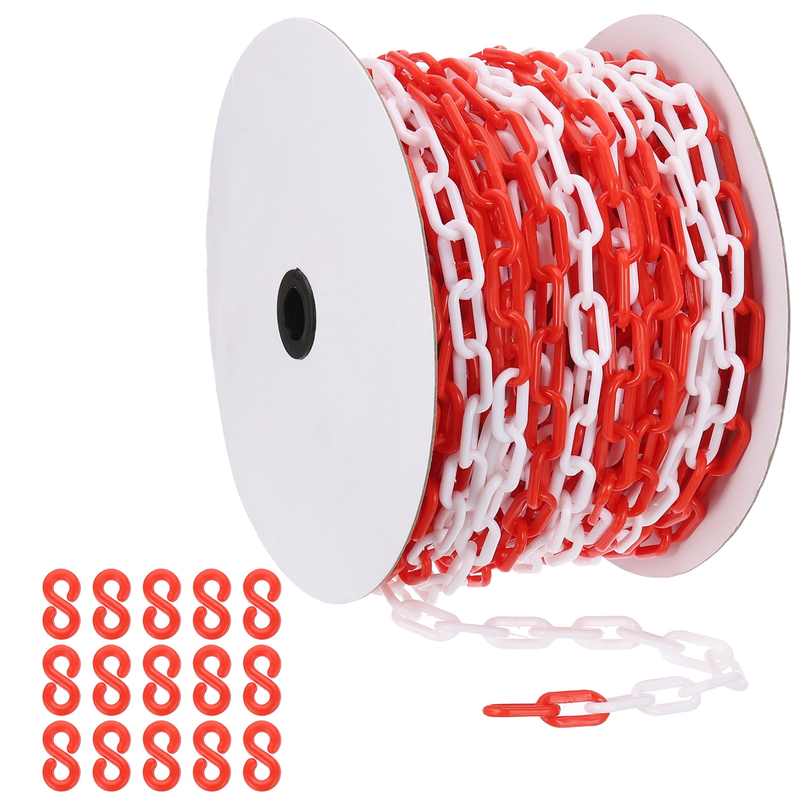 Uxcell Red/White Plastic Chain, 131 ft 6mm Safety Barrier Chain for ...