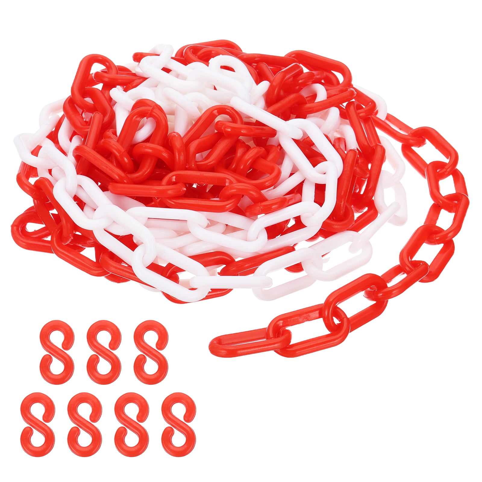 Uxcell Red/White Plastic Chain, 16 ft 6mm Safety Barrier Chain for ...