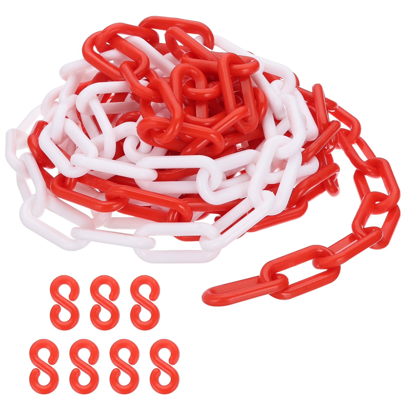 Uxcell Red/White Plastic Chain, 16 ft 8mm Safety Barrier Chain for ...