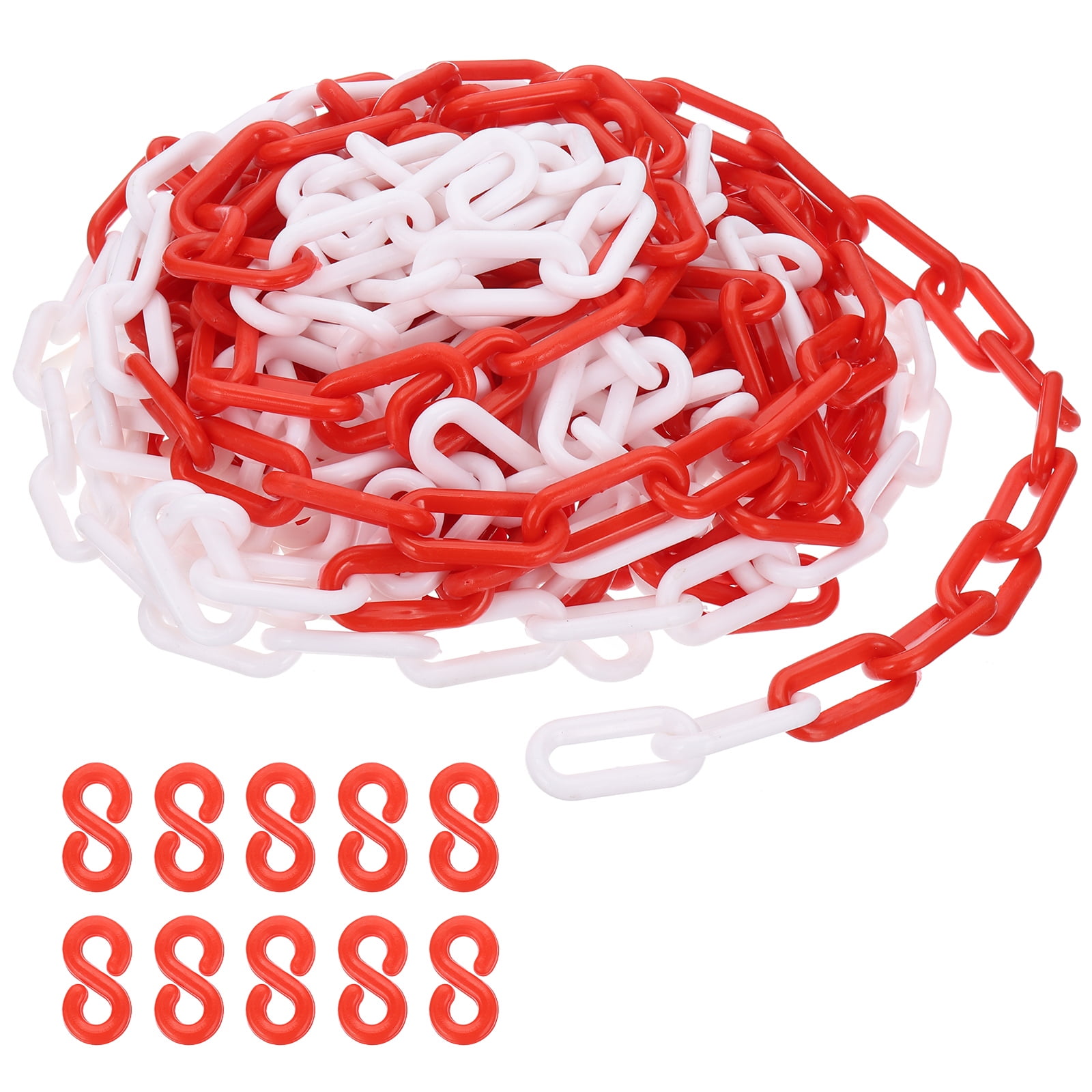 Uxcell Red/White Plastic Chain, 39 ft 8mm Safety Barrier Chain for ...
