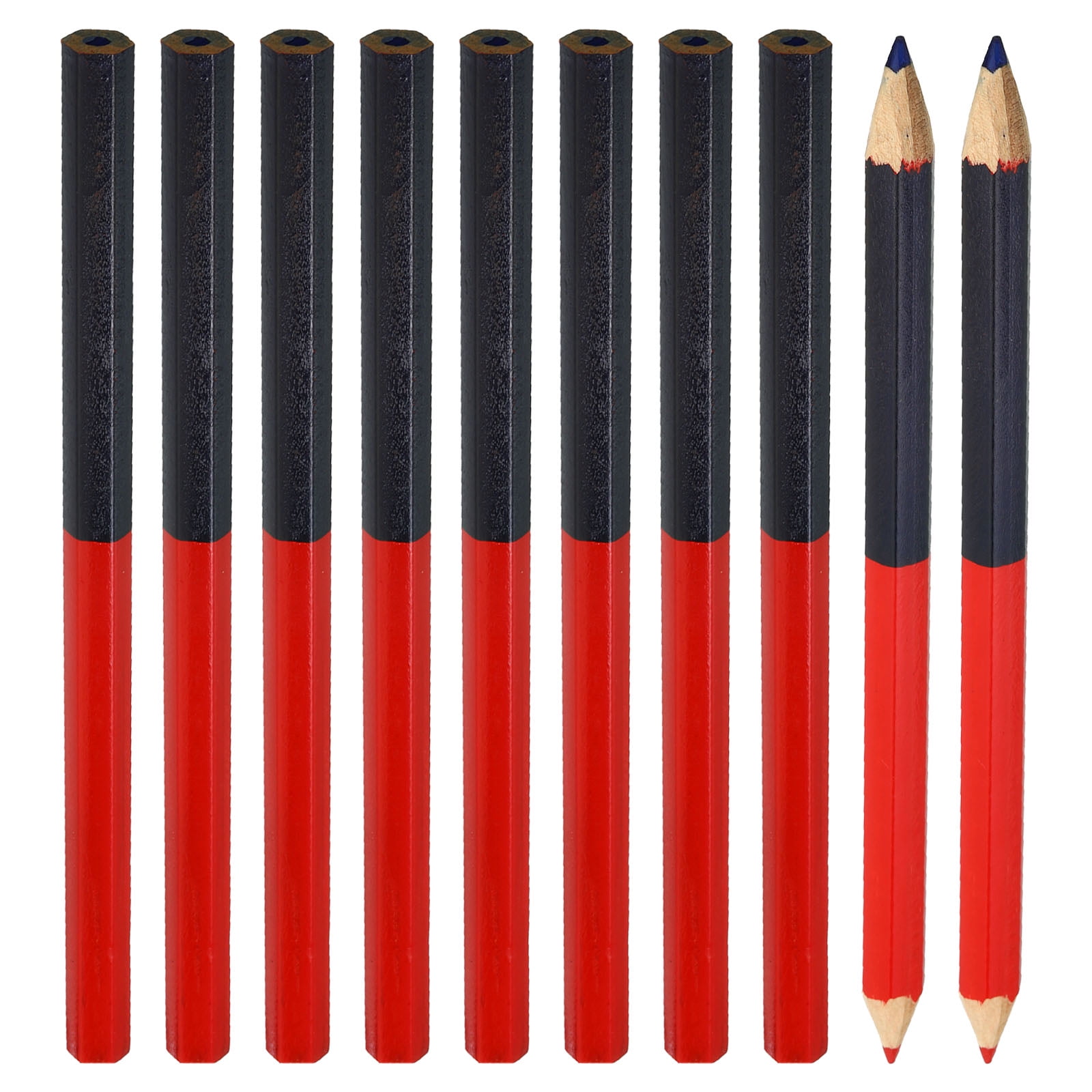 Uxcell Red and Blue Hexagon Pencils, 12 Pack HB Graphite Pencils Wood ...