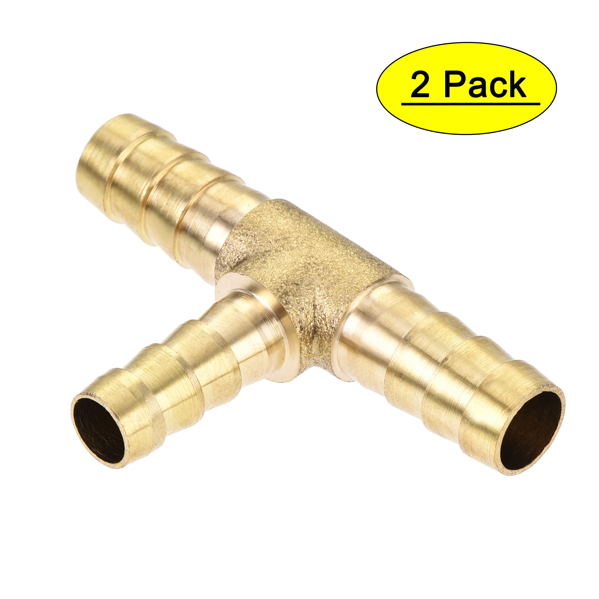 Uxcell Reducing Barb Hose Fitting Tee T Shape Pipe Connector Brass 2Pcs ...