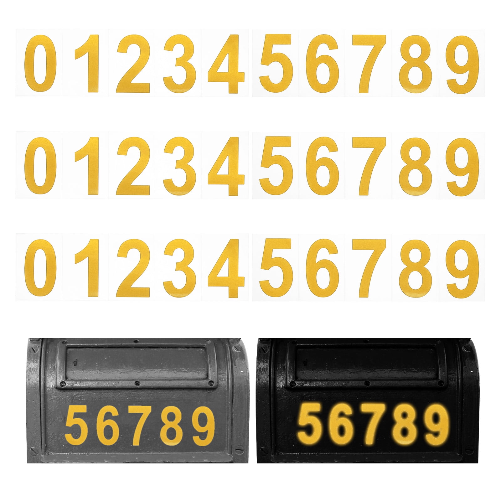 Uxcell Reflective Mailbox Numbers, 3 Sets 3 Inch Waterproof Gold Tone ...