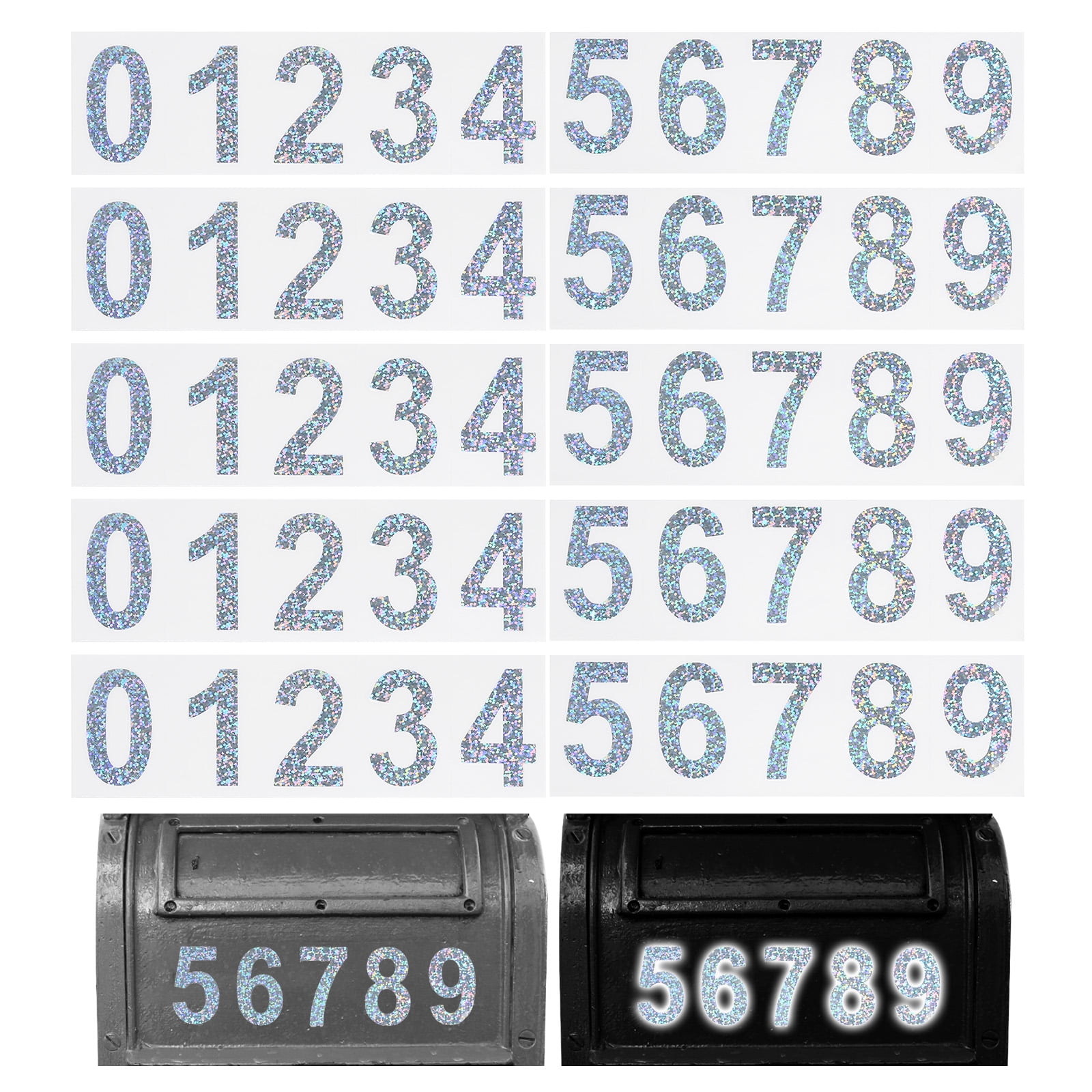 Uxcell Reflective Mailbox Numbers, 5 Sets 4 Inch Waterproof Laser ...