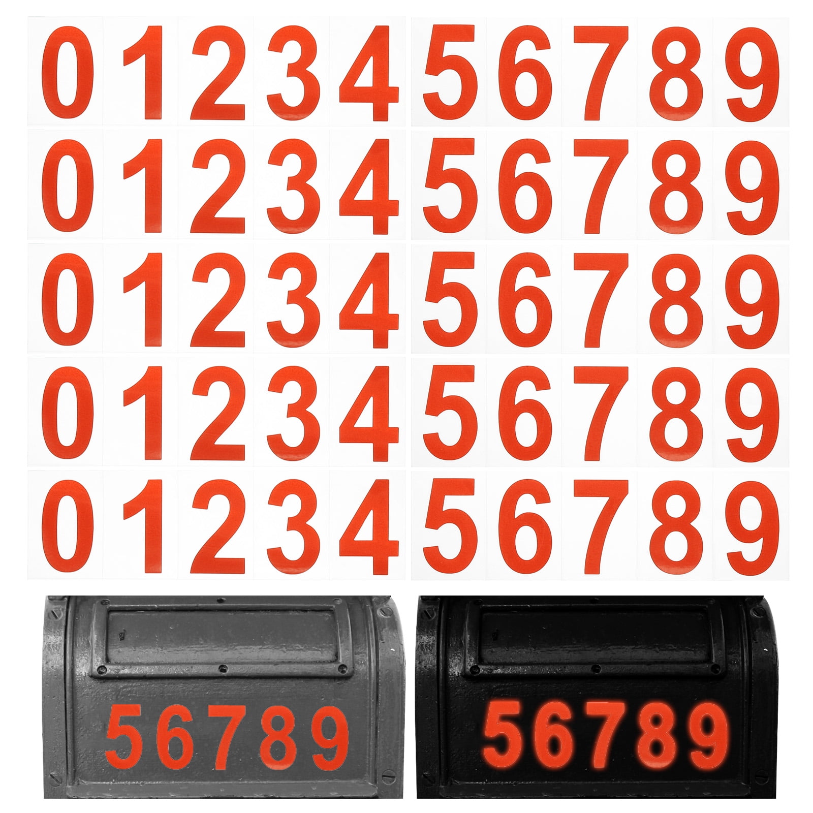 Uxcell Reflective Mailbox Numbers, 5 Sets 4 Inch Waterproof Red Mailbox ...