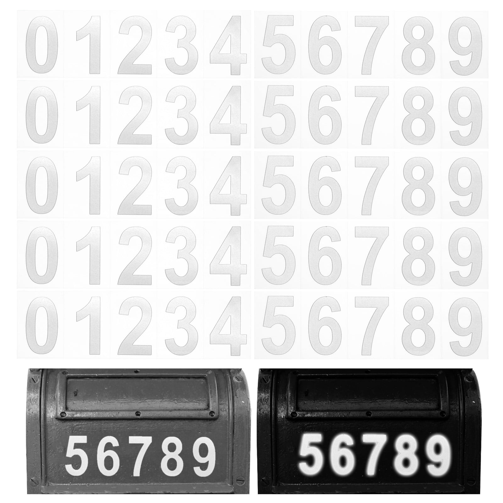 Uxcell Reflective Mailbox Numbers, 5 Sets 4 Inch Waterproof White ...