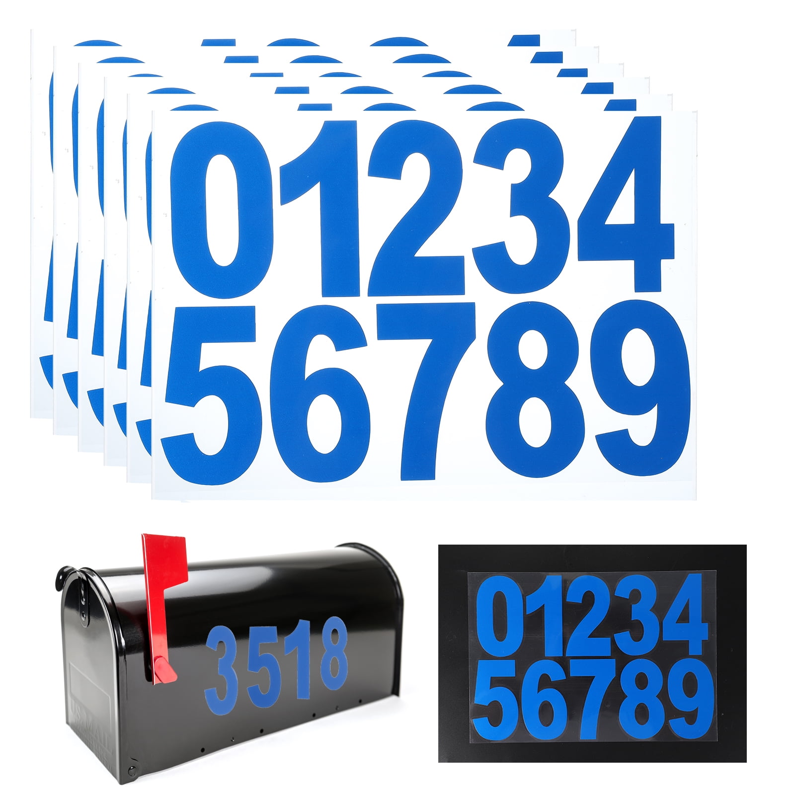 Uxcell 6 Pcs 3" Reflective Mailbox Numbers for Outside Waterproof ...