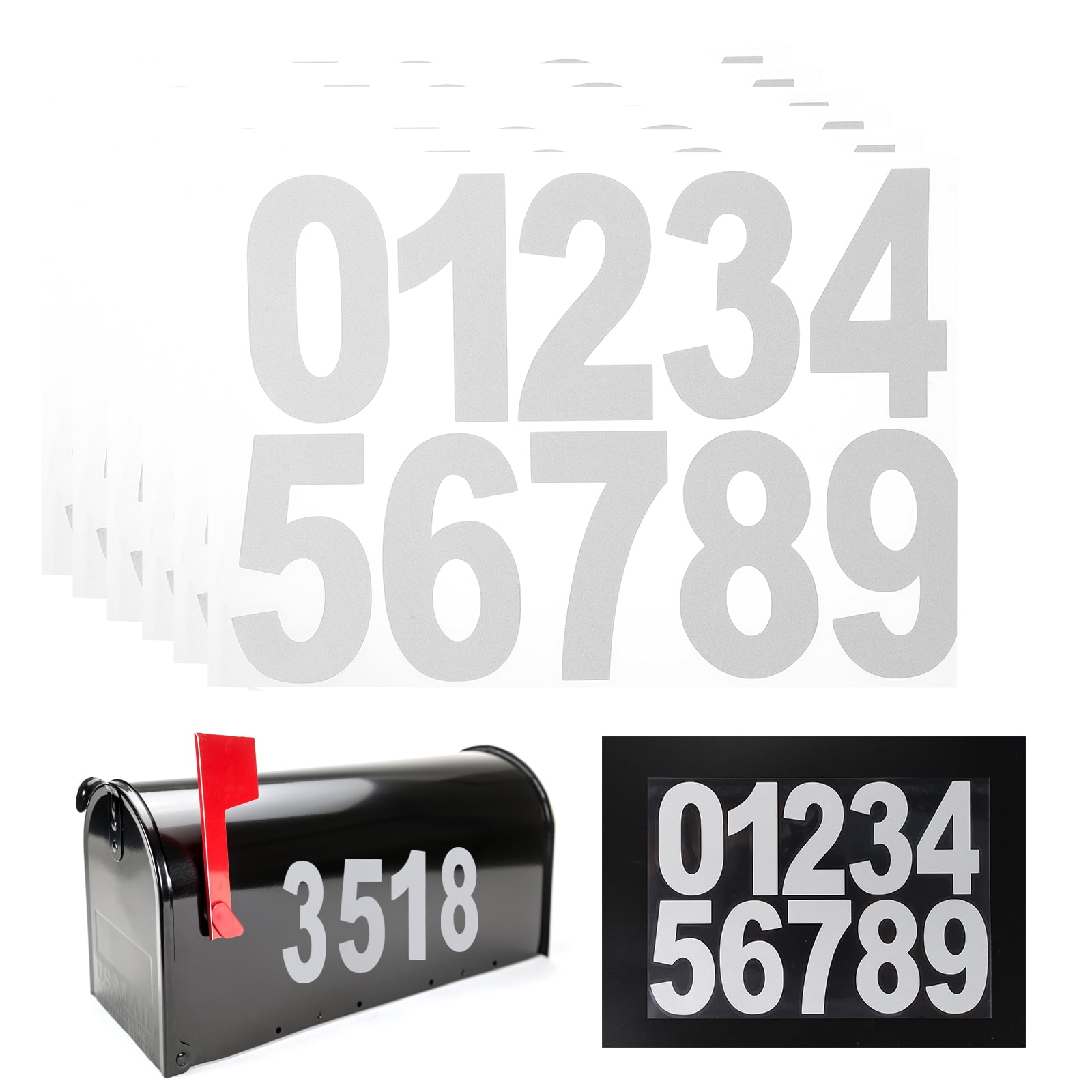 Uxcell Reflective Mailbox Numbers for Outside, Waterproof Number ...