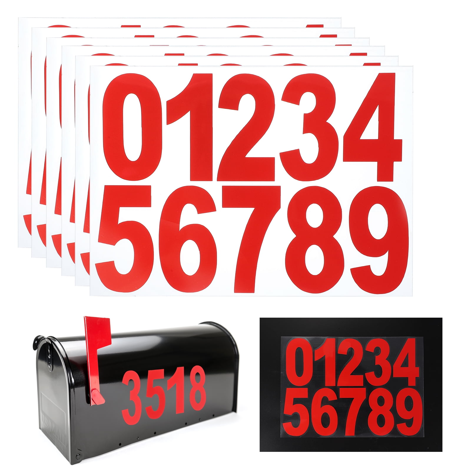 Uxcell Reflective Mailbox Numbers for Outside, Waterproof Number ...