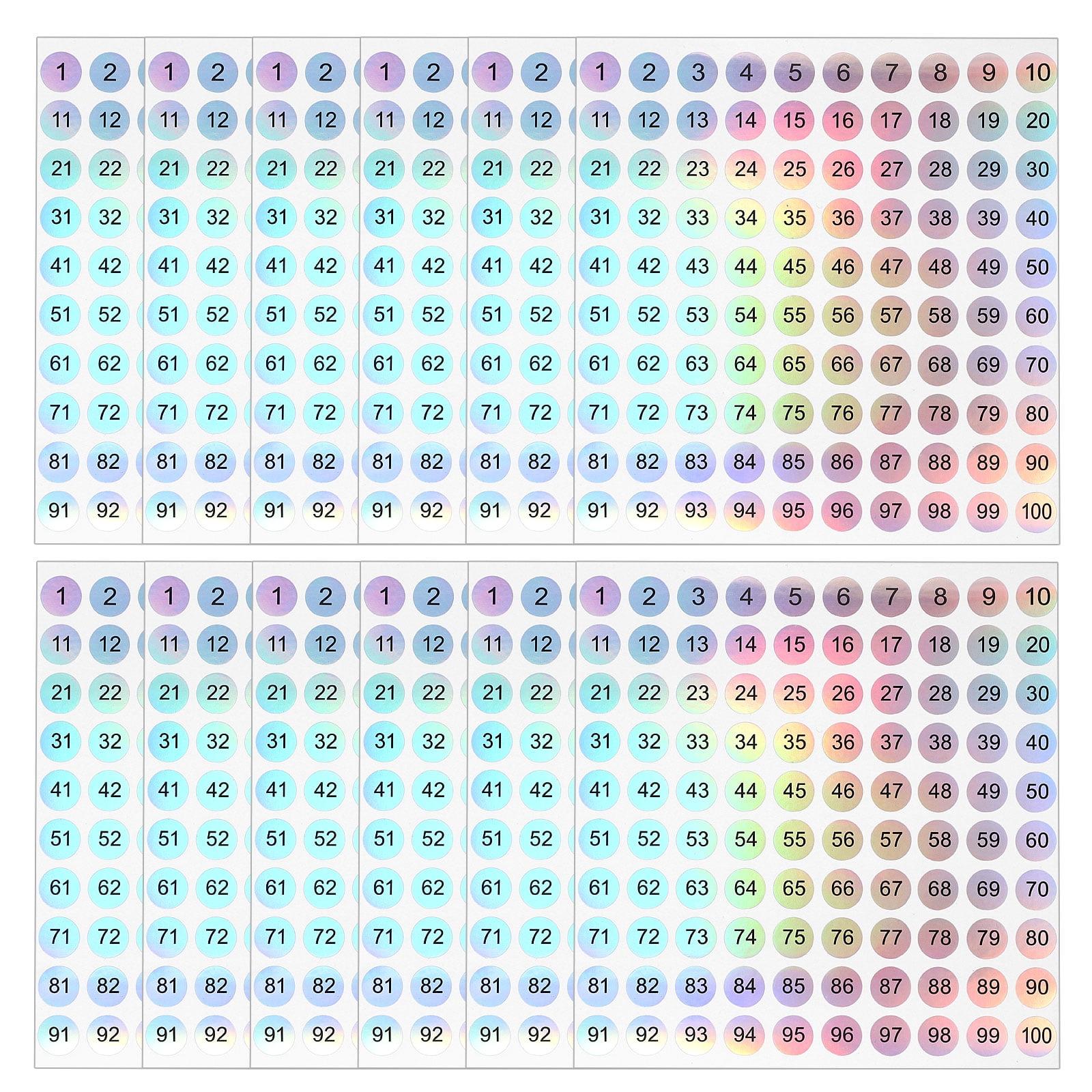 Uxcell Reflective Round Small Number Stickers, Self Adhesive Laser ...