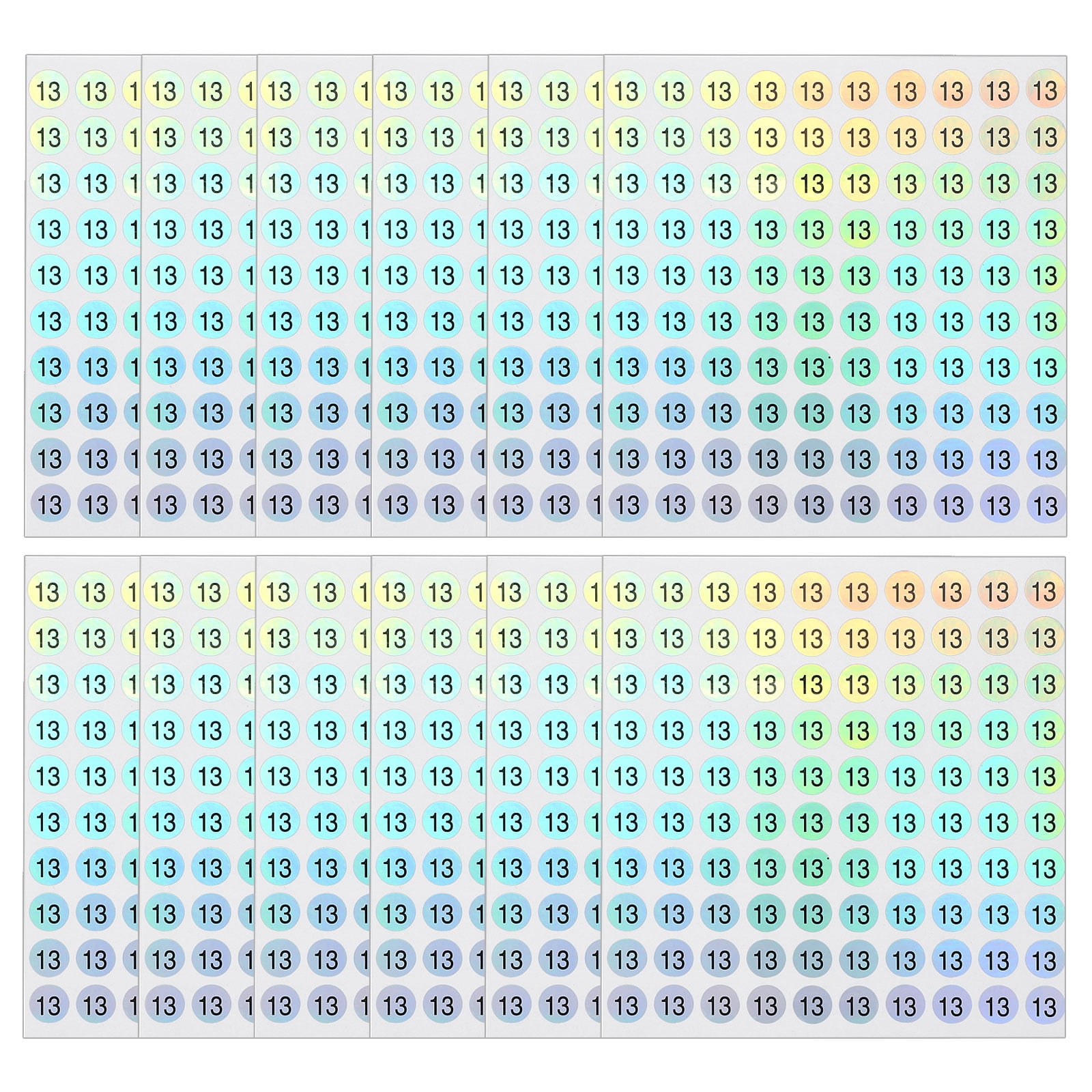 Uxcell Reflective Round Small Number Stickers, Self Adhesive Laser Consecutive Numbered Stickers ...