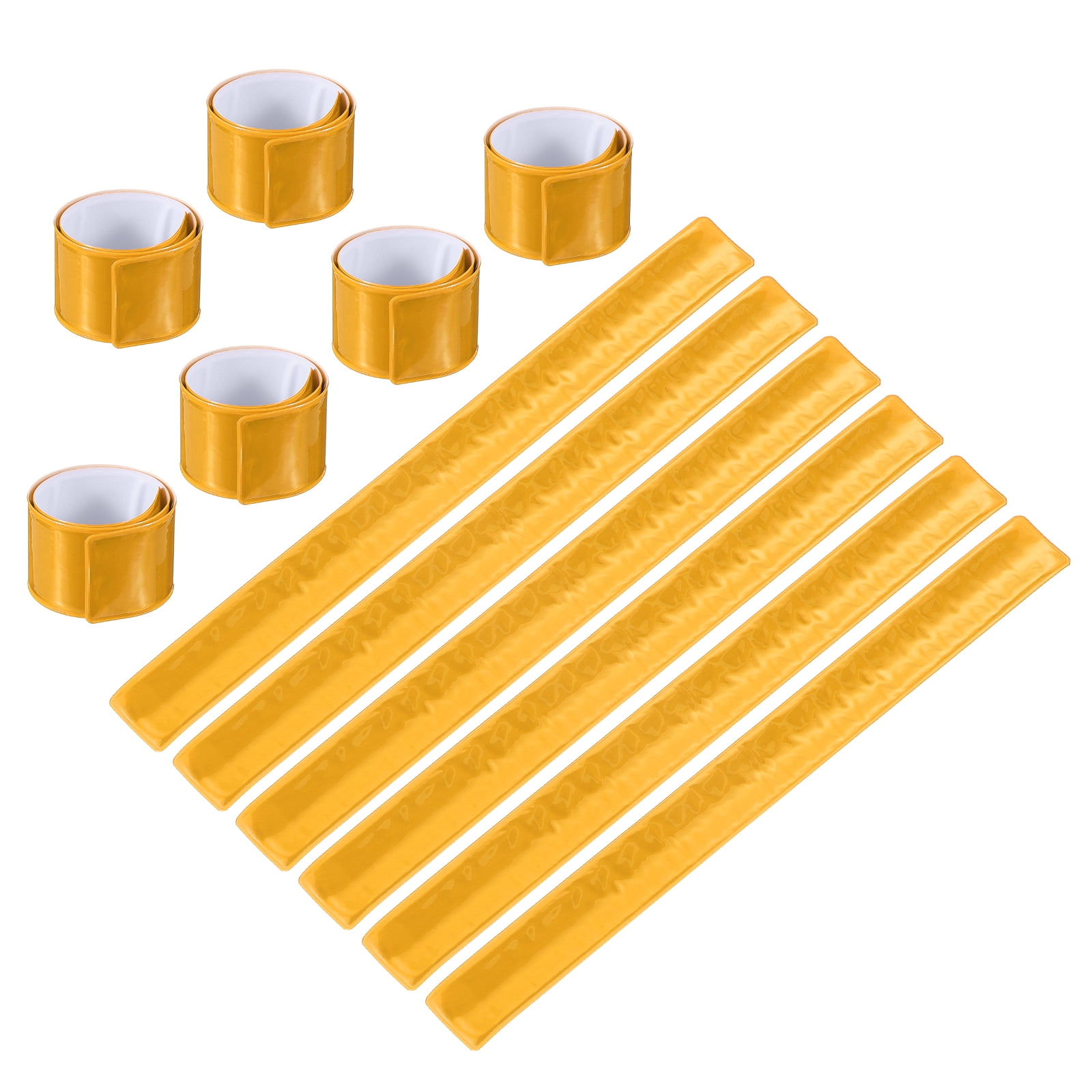 Uxcell Reflective Slap Bands, Reflector Band Snap Bracelet, Gold 12 Pcs ...