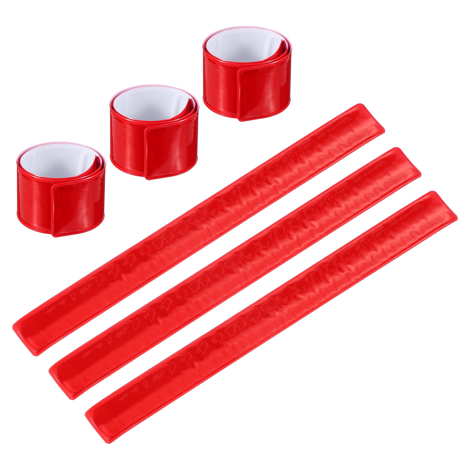 Uxcell Reflective Slap Bands, Reflector Band Snap Bracelet, Red 6 Pcs ...