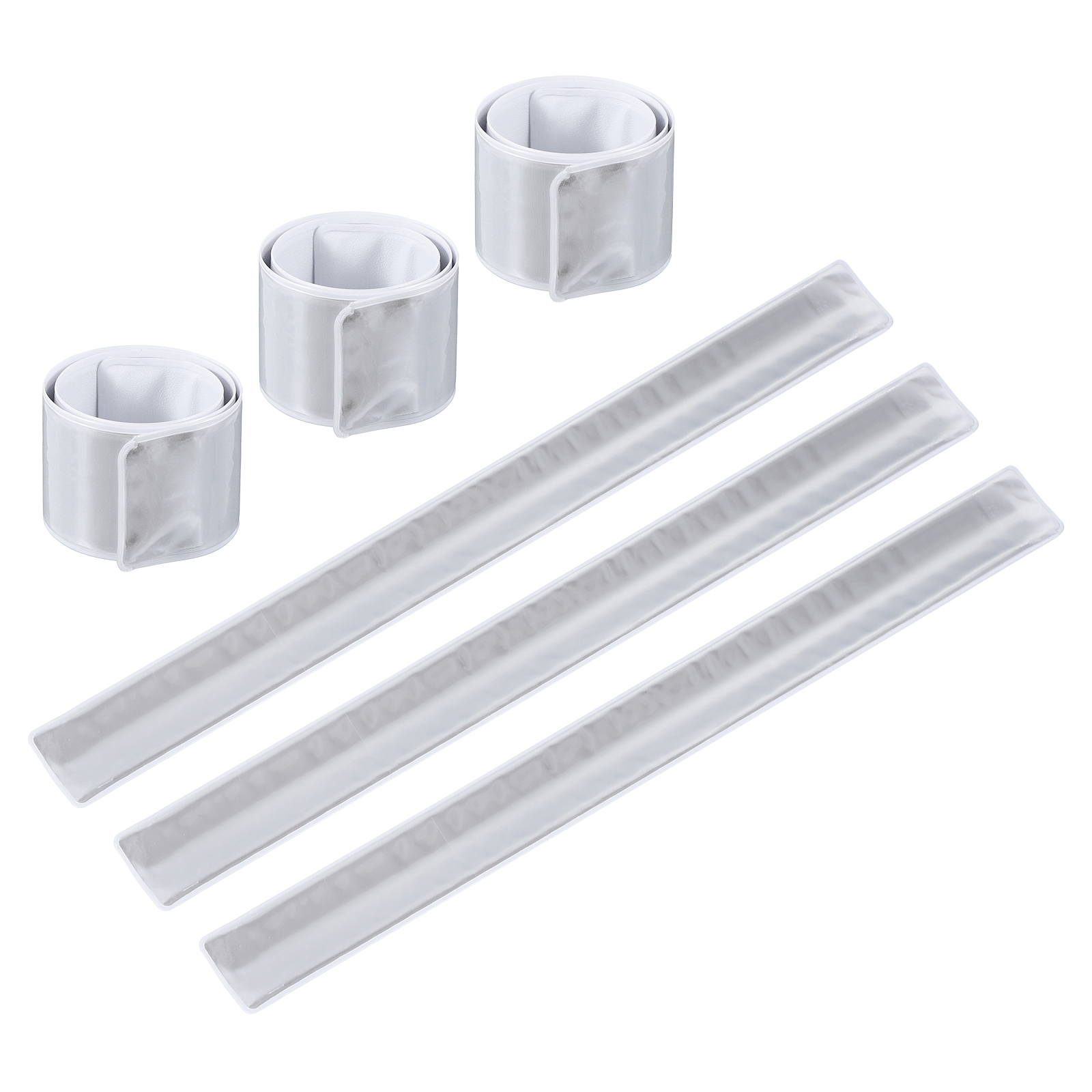 Uxcell Reflective Slap Bands, Reflector Band Snap Bracelet, Silver 6 ...
