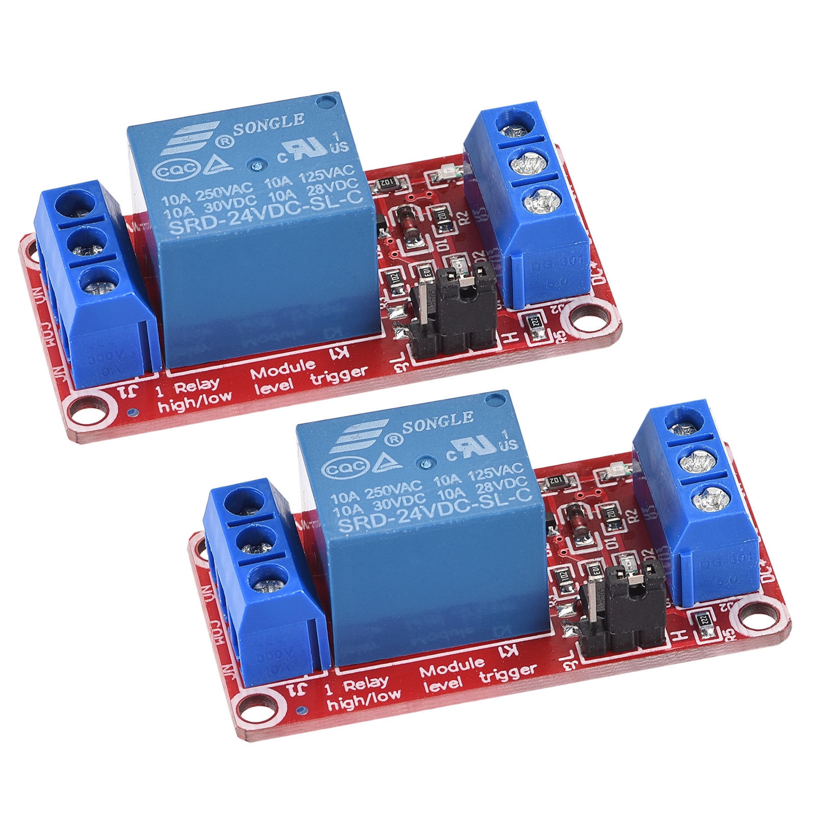Uxcell Relay Module 1 Channel 24V High Low Level Trigger Module Red ...