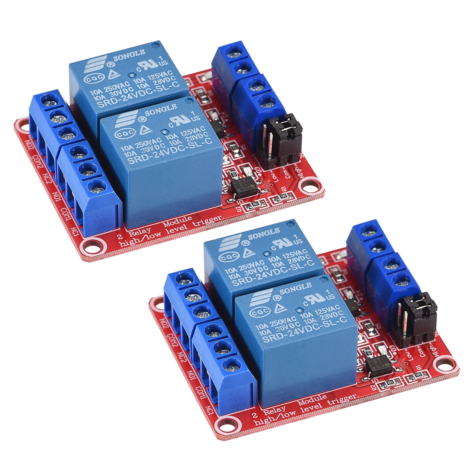 Uxcell Relay Module 2 Channel 24V High Low Level Trigger Module Red ...