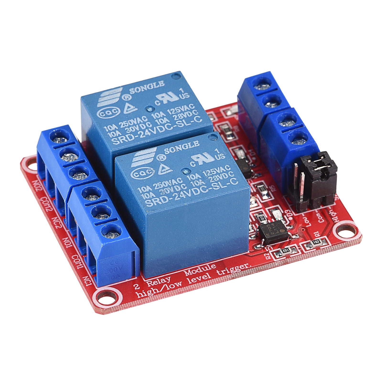 Uxcell Relay Module 2 Channel 24V High Low Level Trigger Module Red ...
