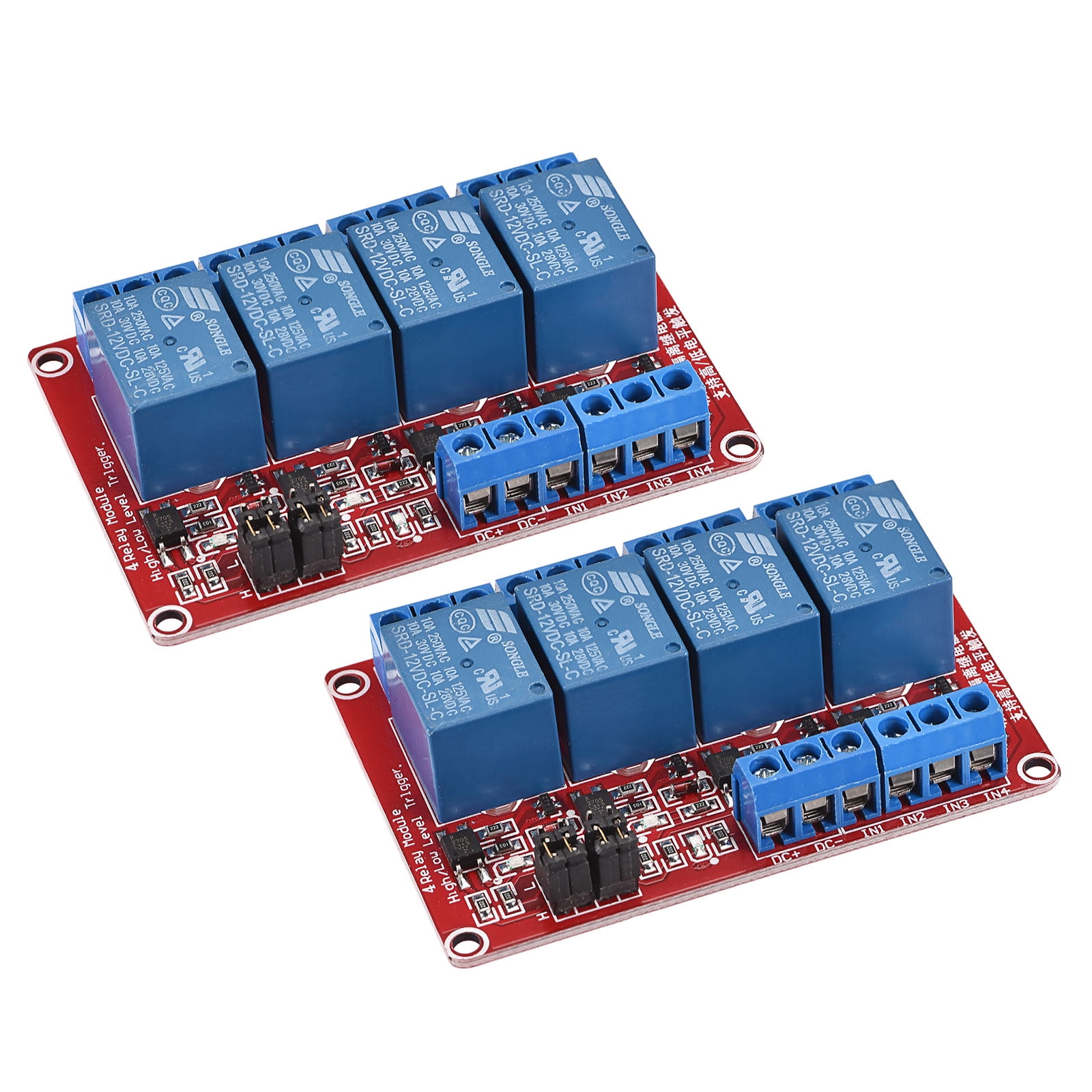 Uxcell Relay Module 4 Channel 12V High Low Level Trigger Module Red ...