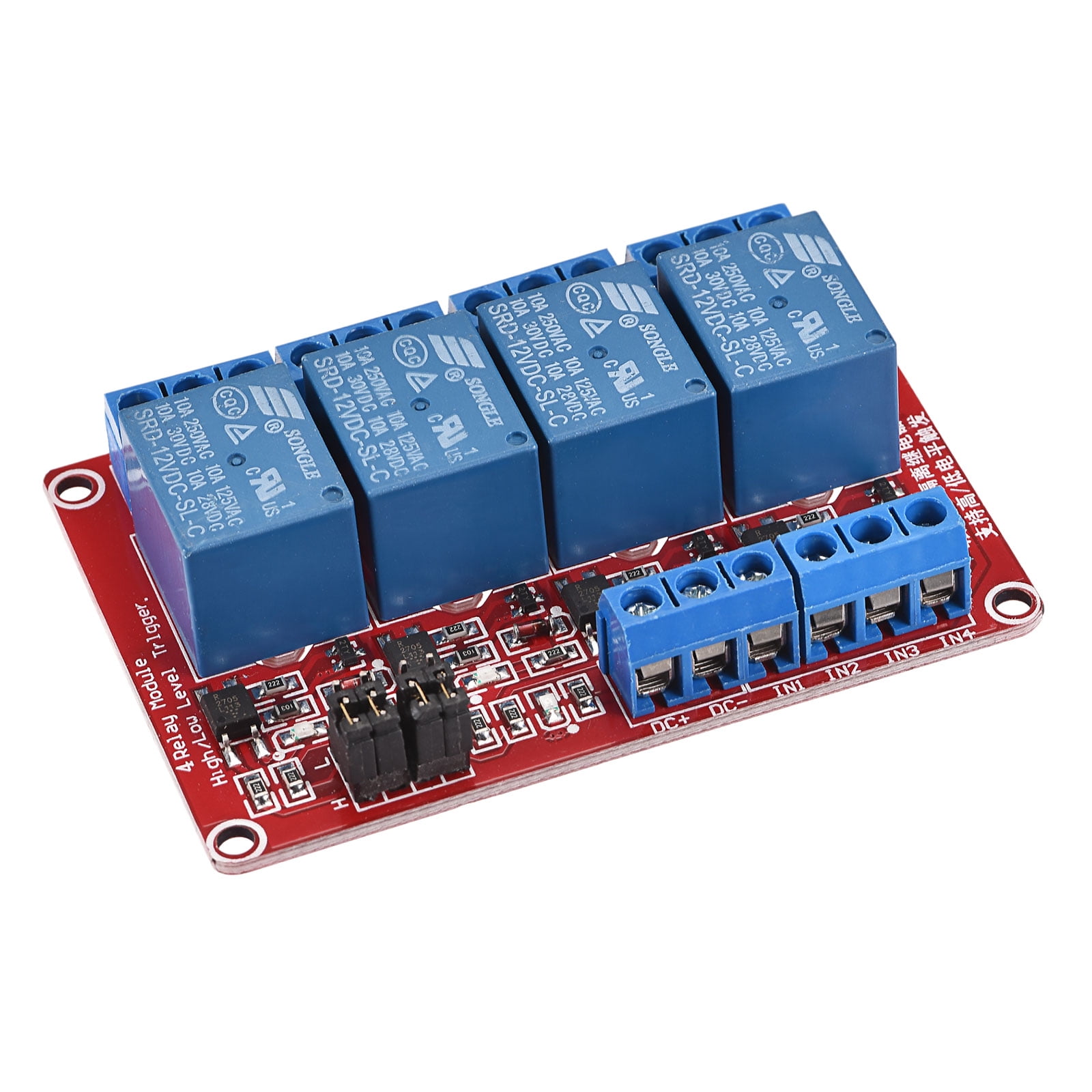 Uxcell Relay Module 4 Channel 12V High Low Level Trigger Module Red ...