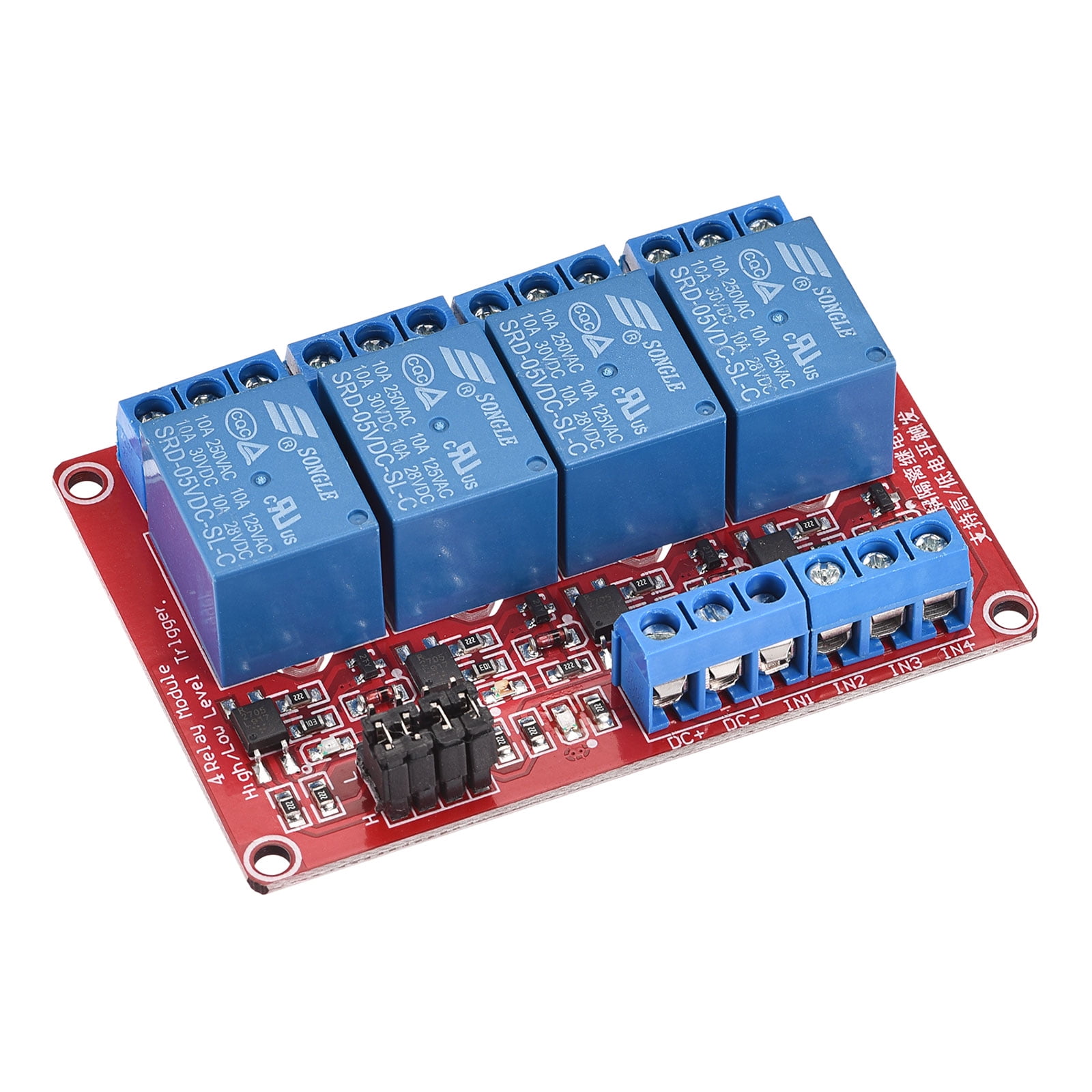 Uxcell Relay Module 4 Channel 5V High Low Level Trigger Module Red ...