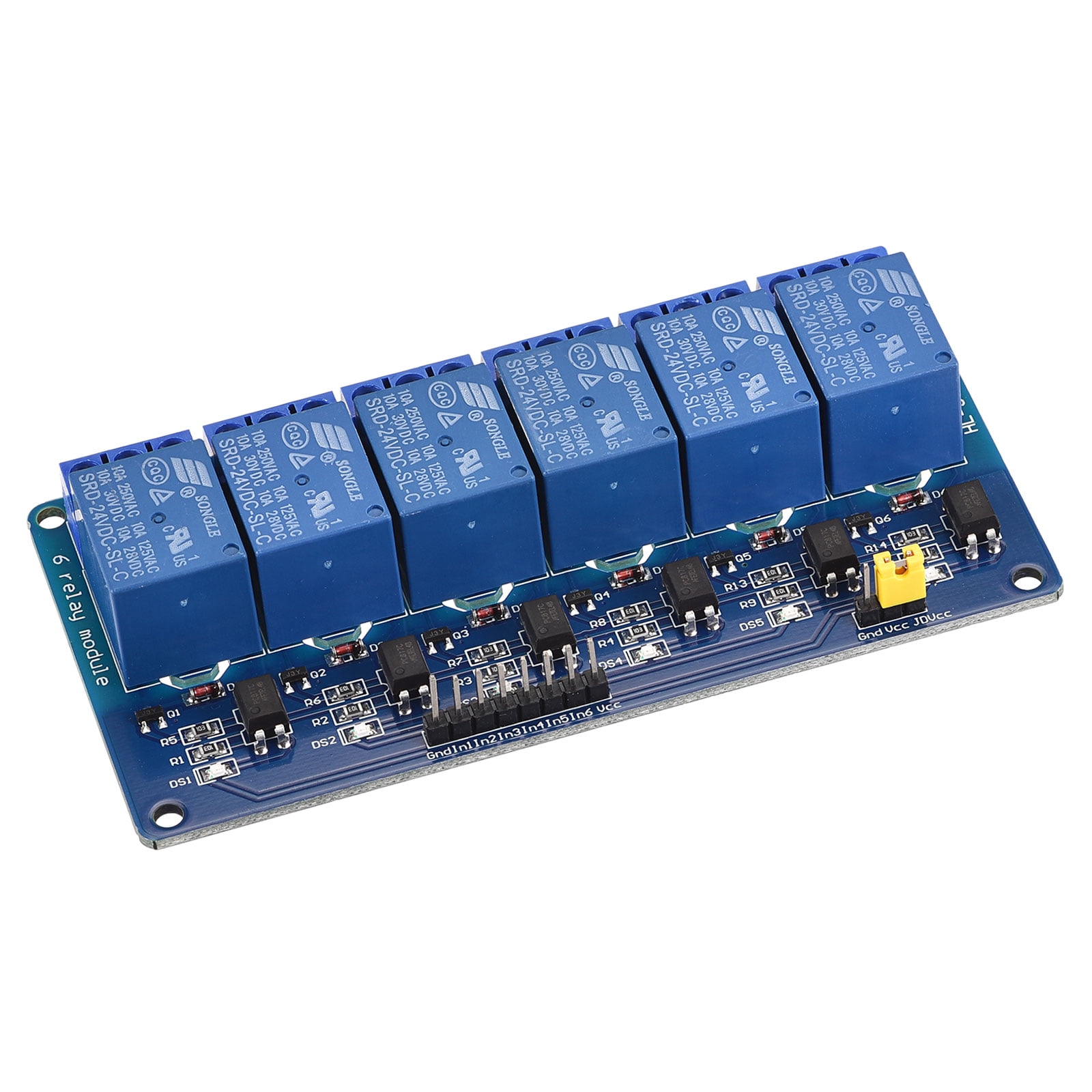 Uxcell Relay Module 6 Channel 24V Low Level Trigger Module Blue Relay ...