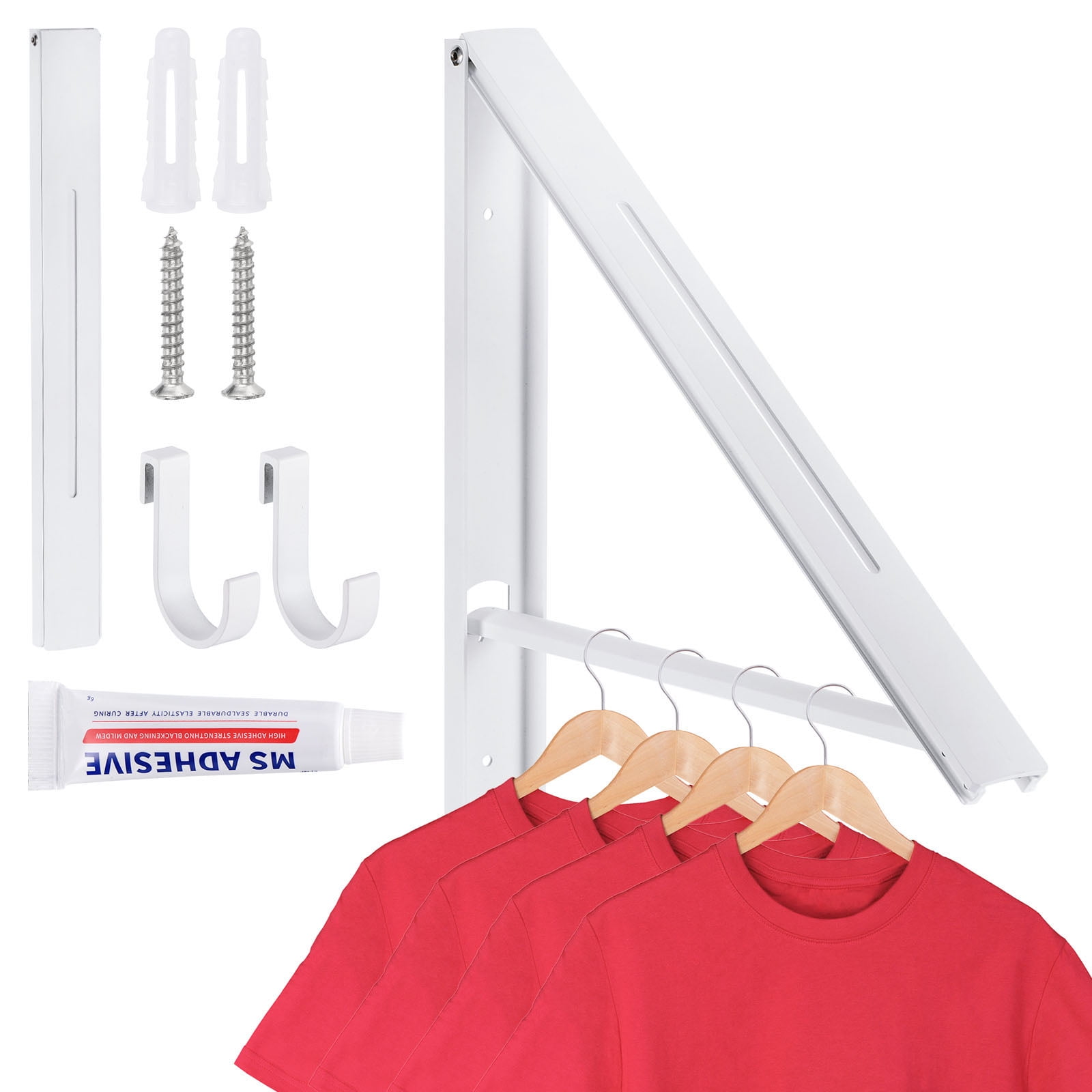 Uxcell Retractable Clothes Rack, Wall Mount Folding Clothes Hanger ...