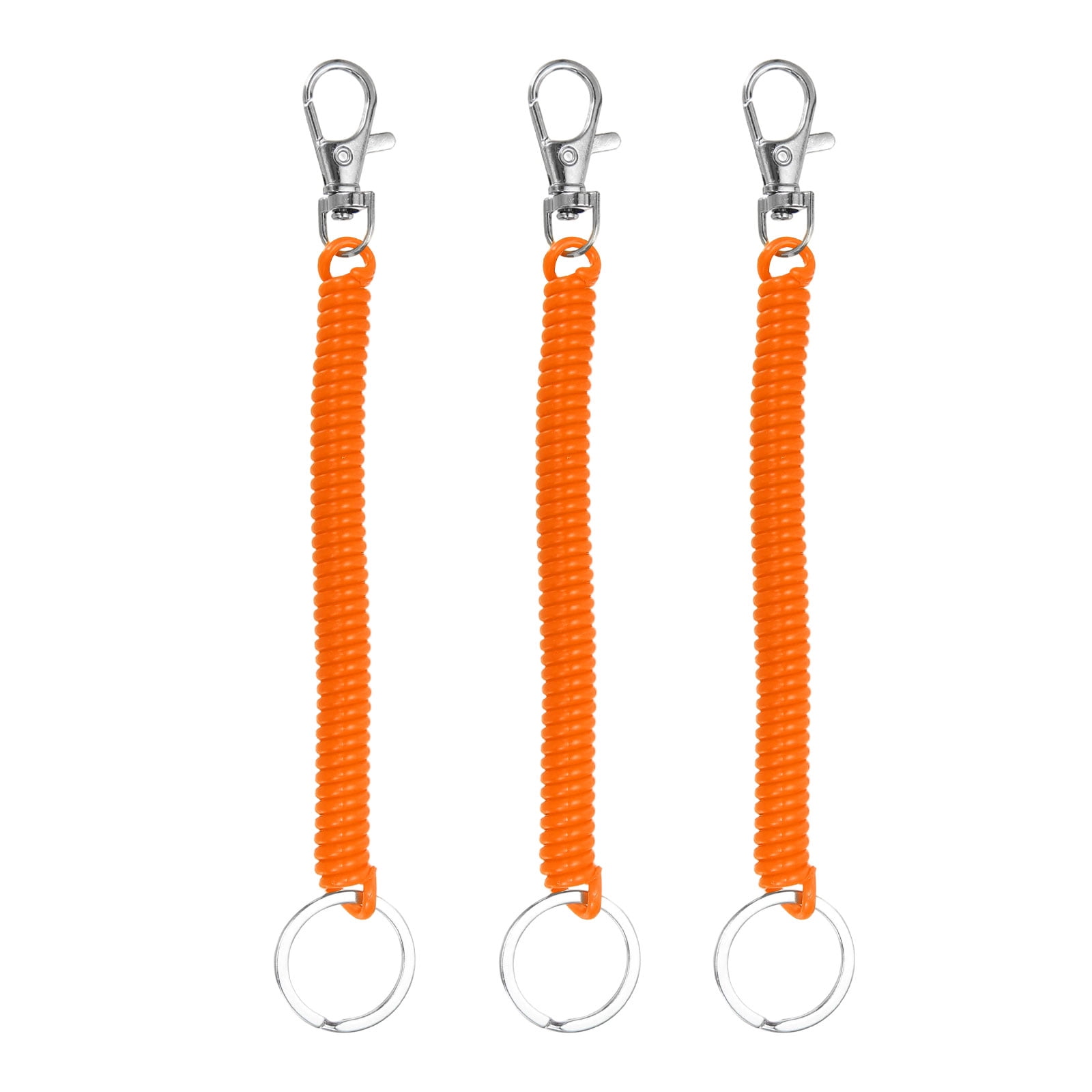 Uxcell Retractable Coil Spring Keychain, (6.7 Inch, Orange) (3 Pcs ...