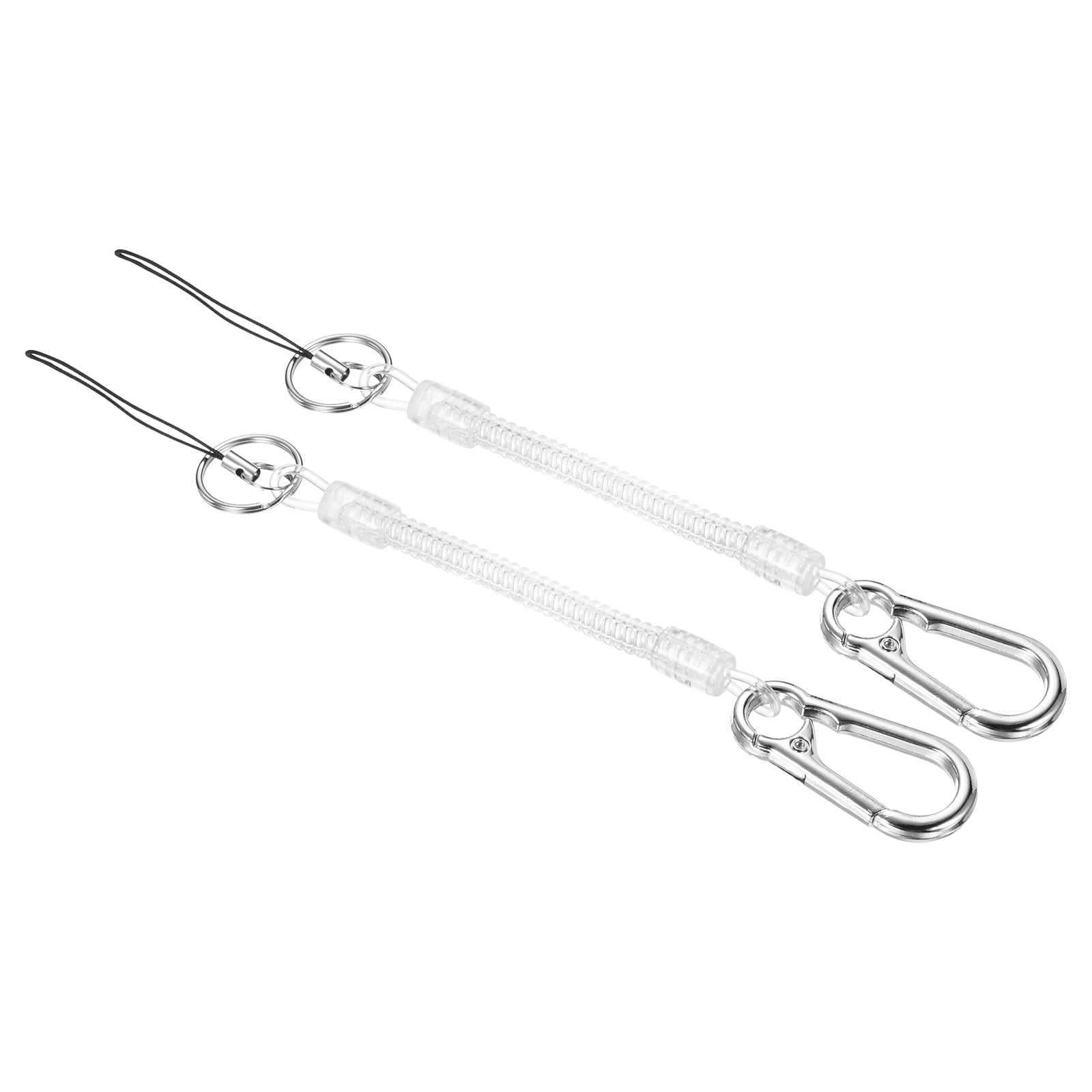 Uxcell Retractable Coil Spring Keychain Clasp with Big Key Ring 160mm ...