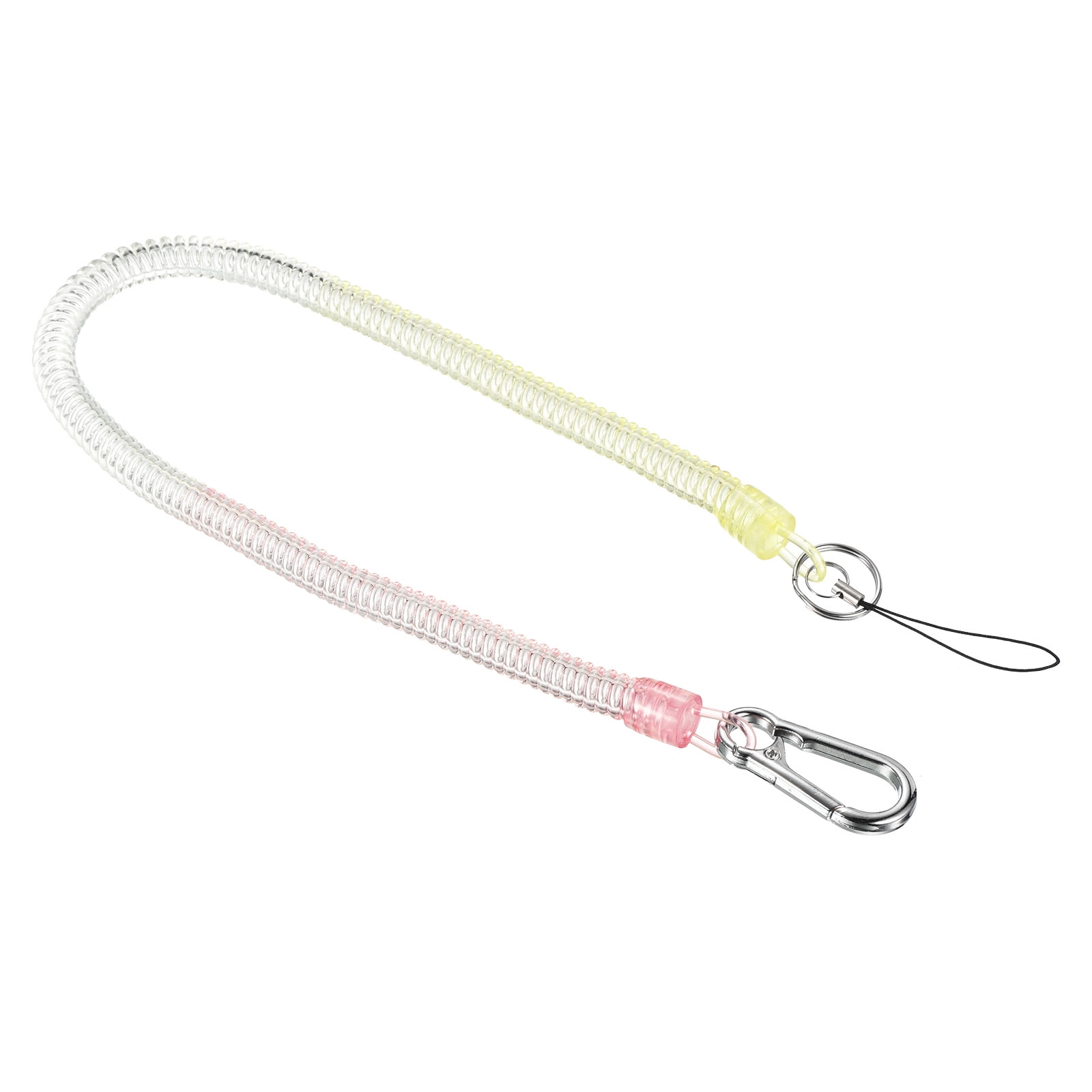 Uxcell Retractable Coil Spring Keychain Clasp with Big Key Ring 480mm ...