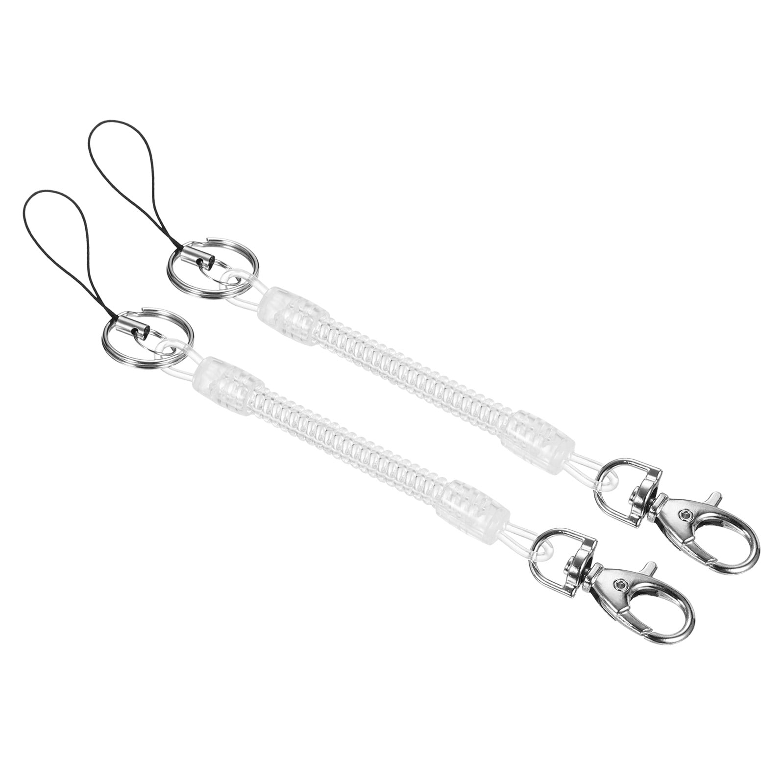 Uxcell Retractable Coil Spring Keychain Clasp with Key Ring 145mm, 2 ...