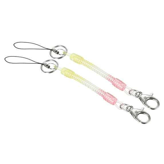 Uxcell Retractable Coil Spring Keychain Clasp with Key Ring 145mm, 2 ...
