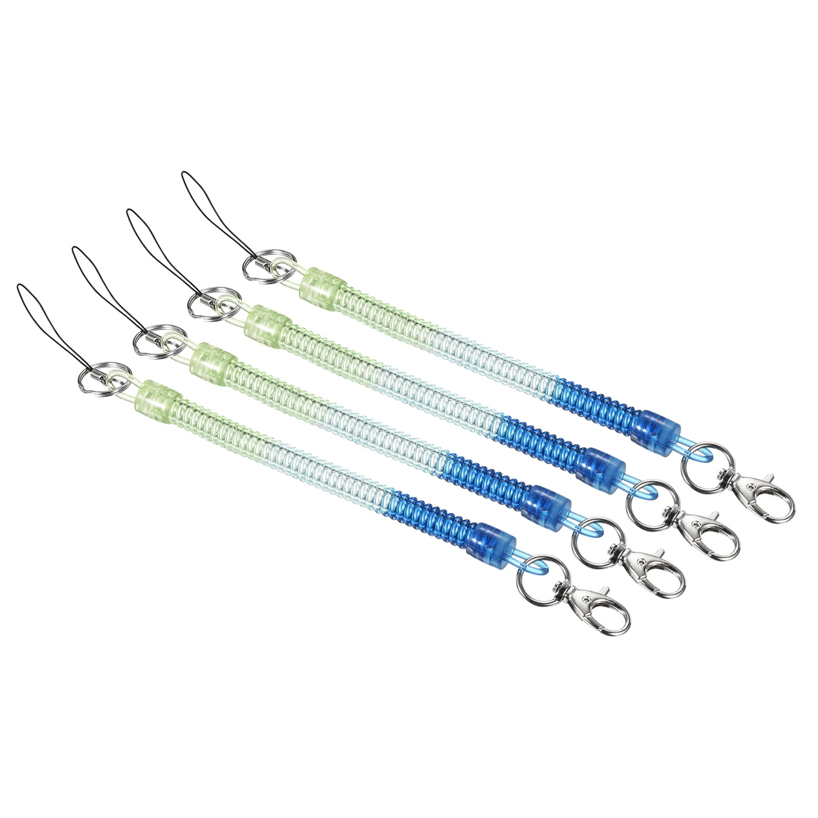 Uxcell Retractable Coil Spring Keychain Clasp with Key Ring 220mm, 4 ...